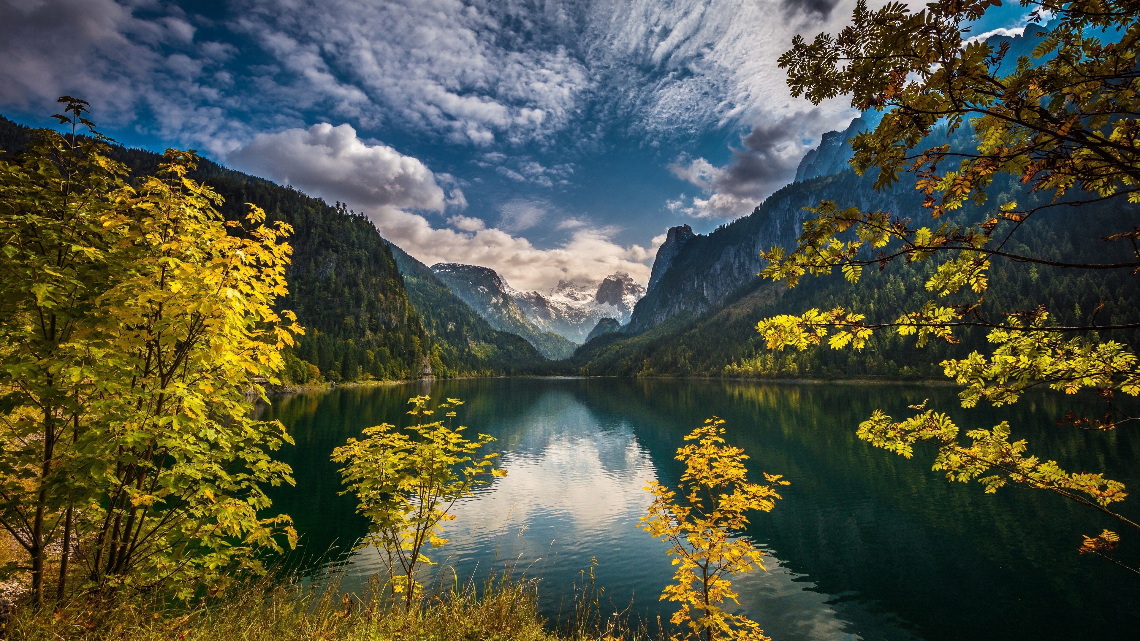 Autumn Reflections at Vorderer Gosausee in the Austrian Alps - backiee