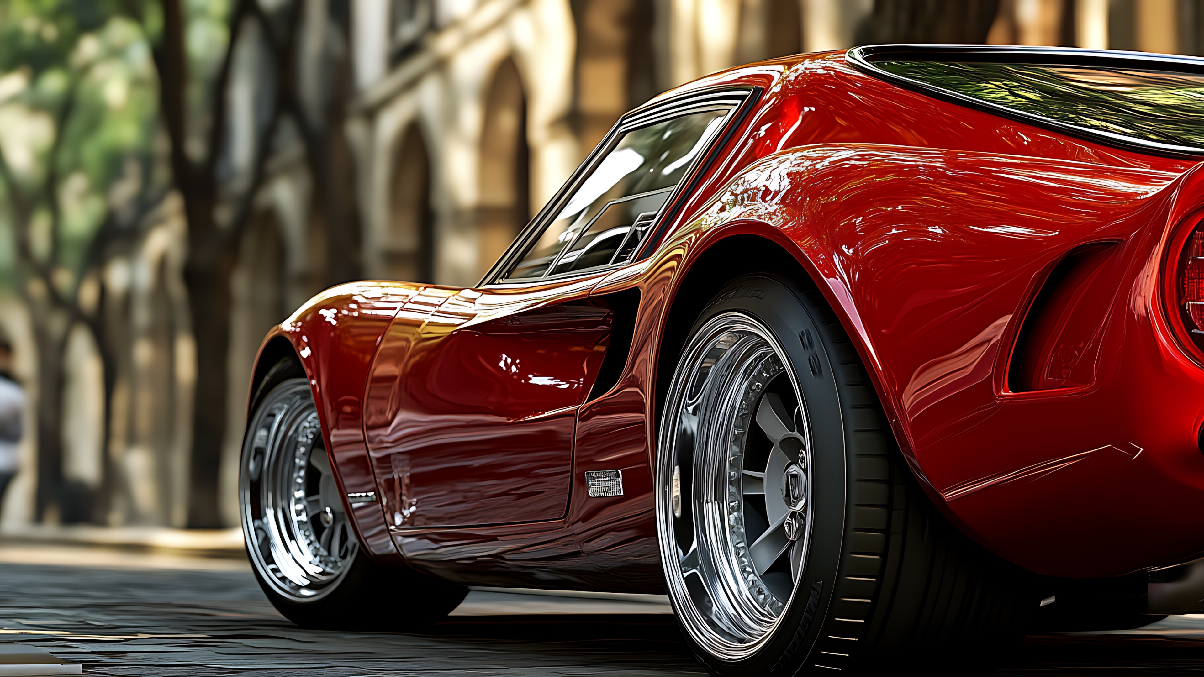 Crimson Classic Supercar Reflections in Ultra Detailed 4K AI Art - backiee