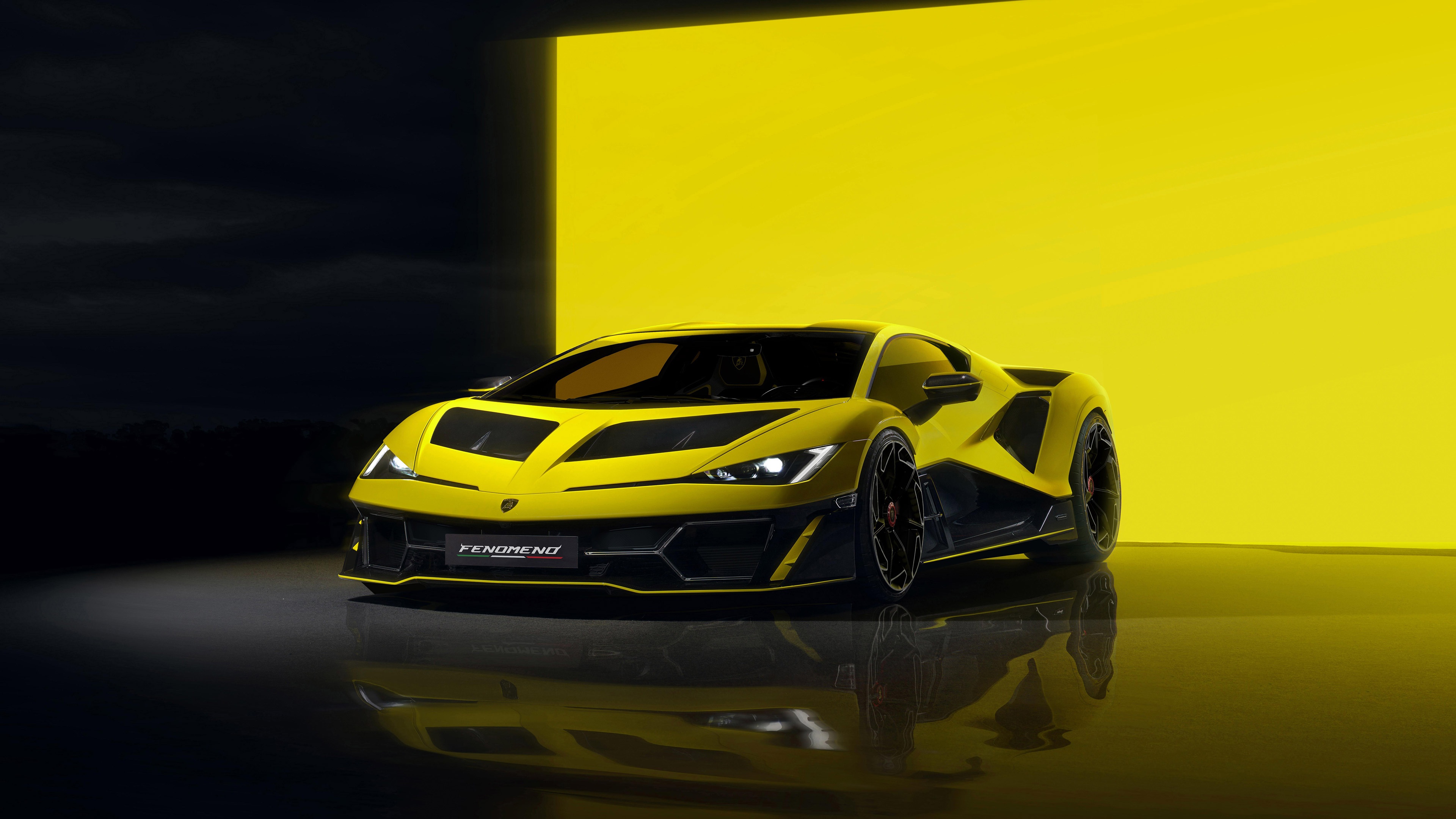 Hennessey Venom F5 Neon Yellow Hypercar 4K Studio Wallpaper - backiee