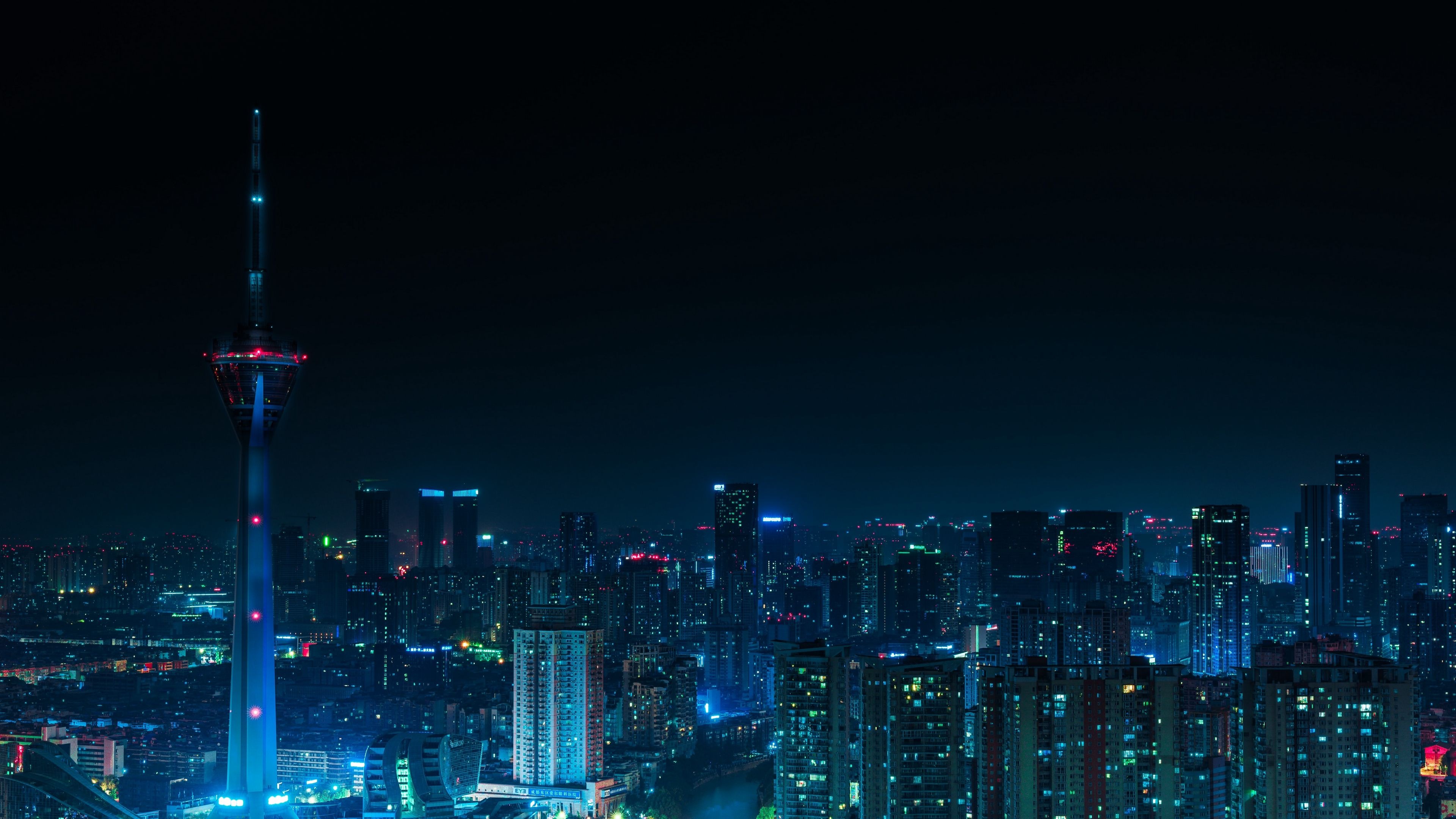 Midnight Skyline Glow Over Chengdu Sichuan Metropolis in 4K - backiee