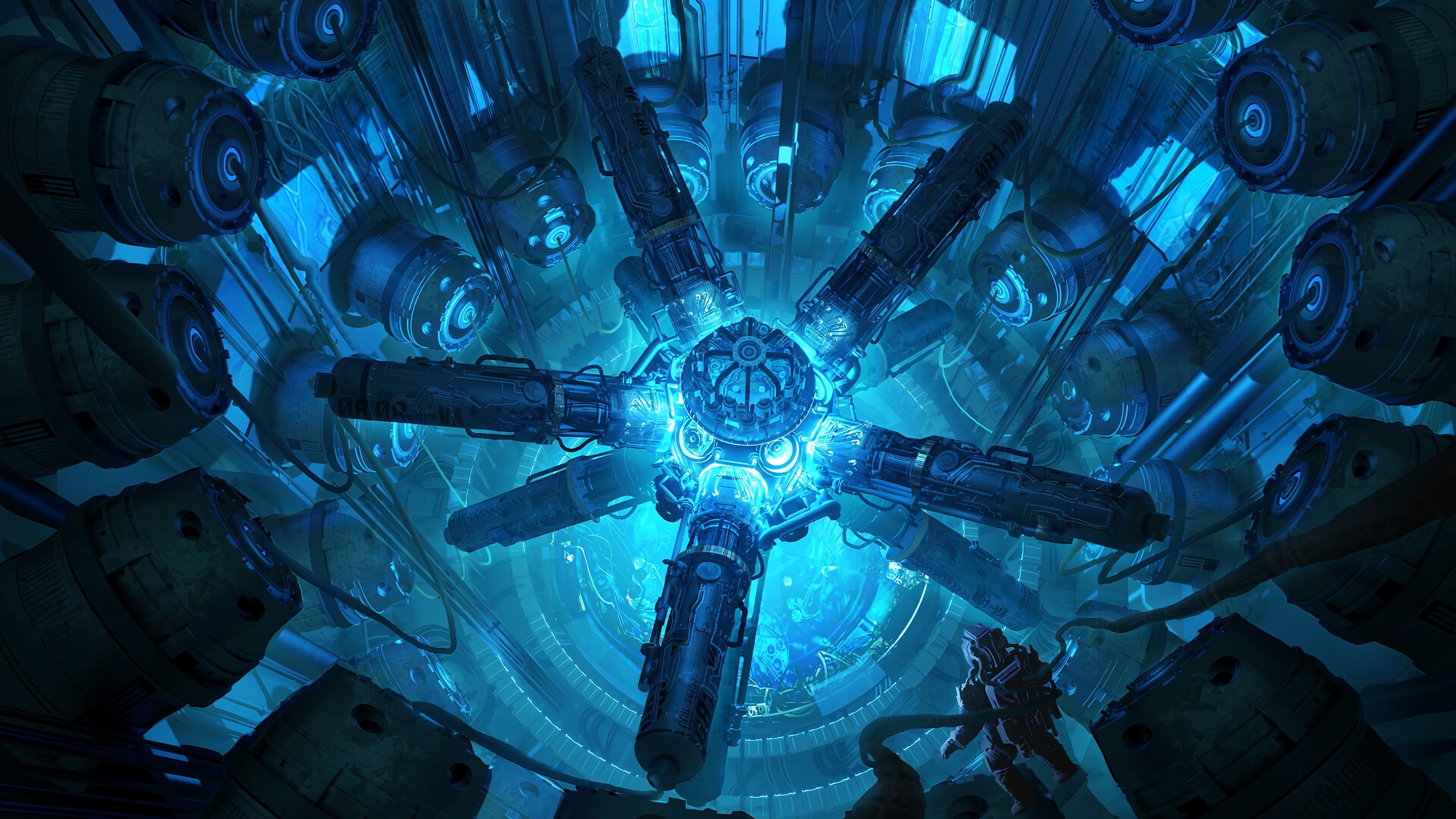 Blue Nexus Starship Reactor Chamber in Deep Space 4K - backiee
