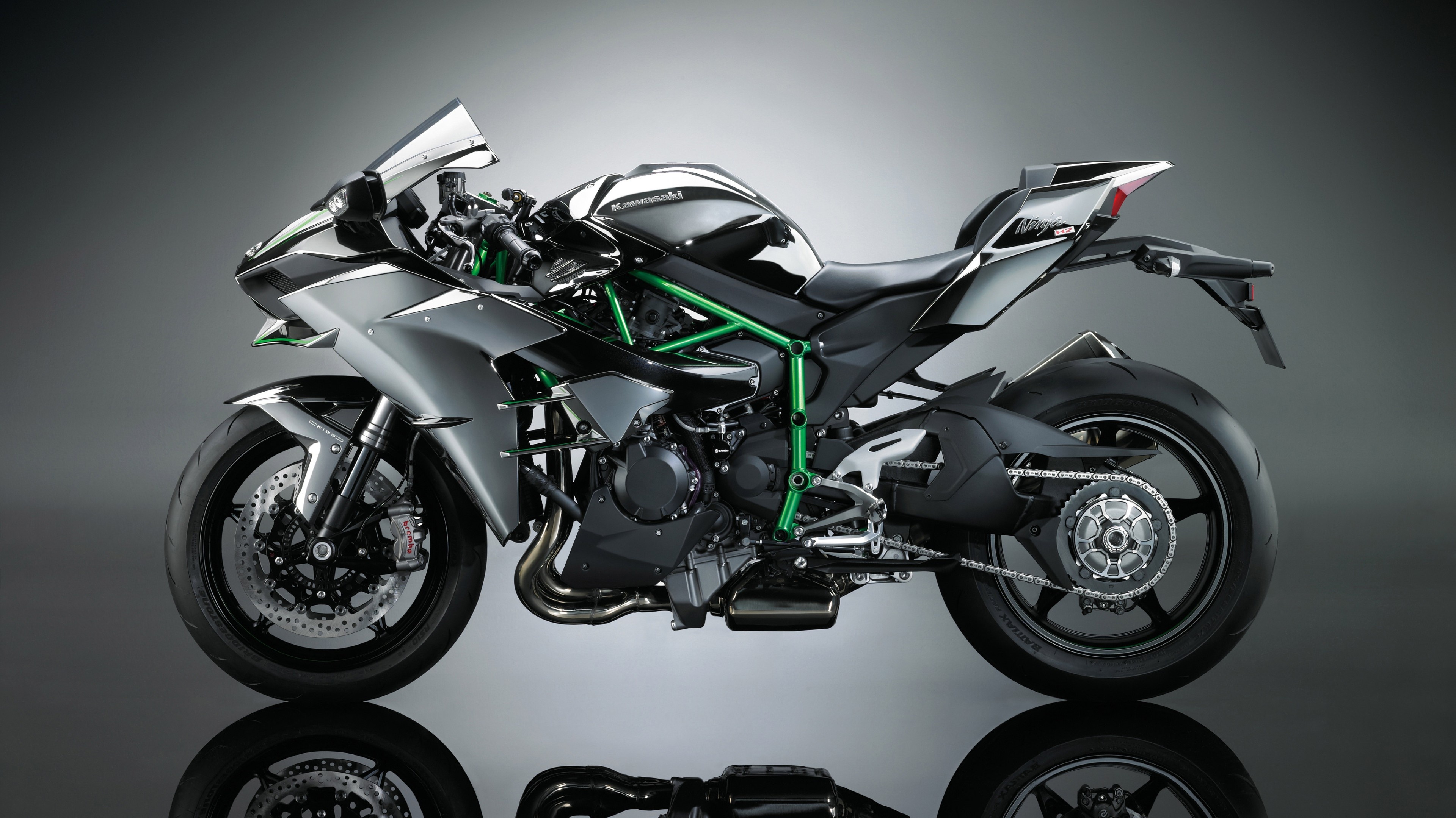Kawasaki Ninja H2 Studio Profile in Ultra Sharp 4K Detail - backiee
