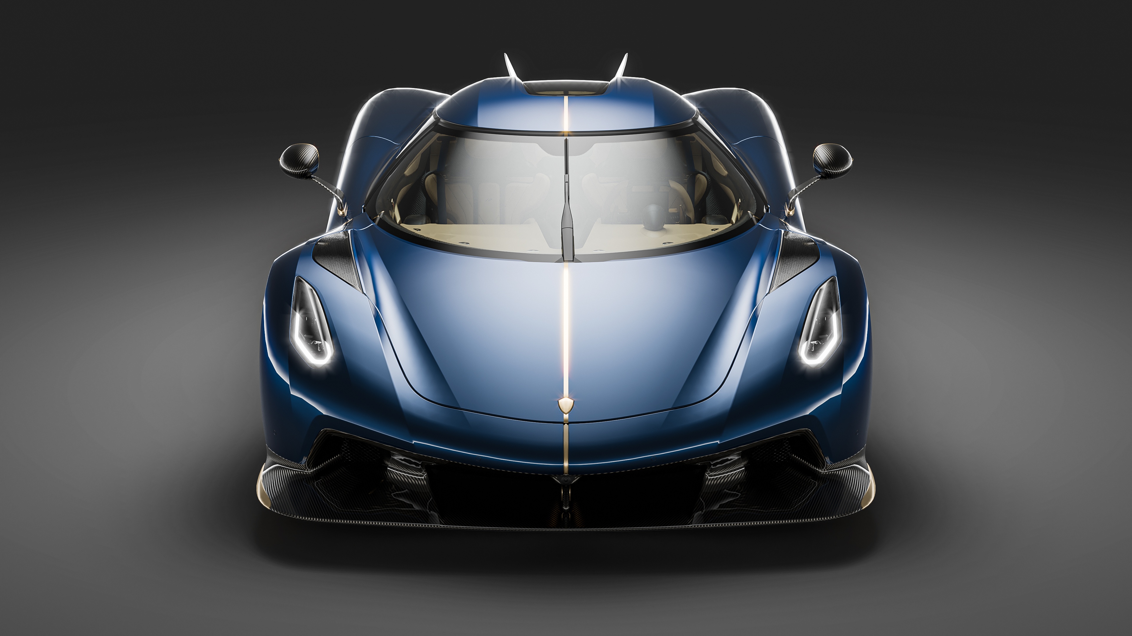 Koenigsegg Jesko Hypercar Front View in Sleek Studio Lighting - backiee