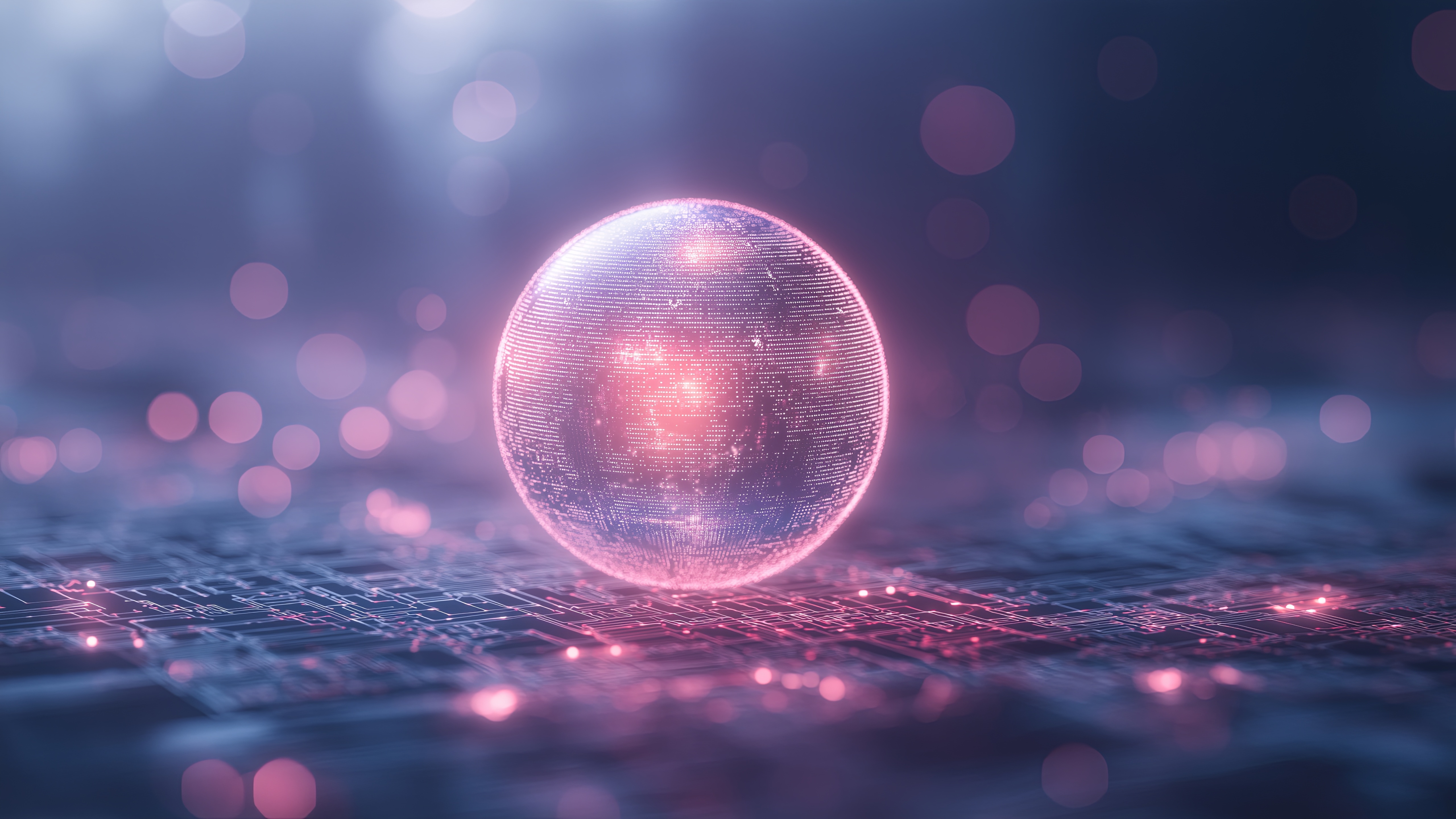 Glowing Pink Sphere in a Mystical 3D Realm - backiee