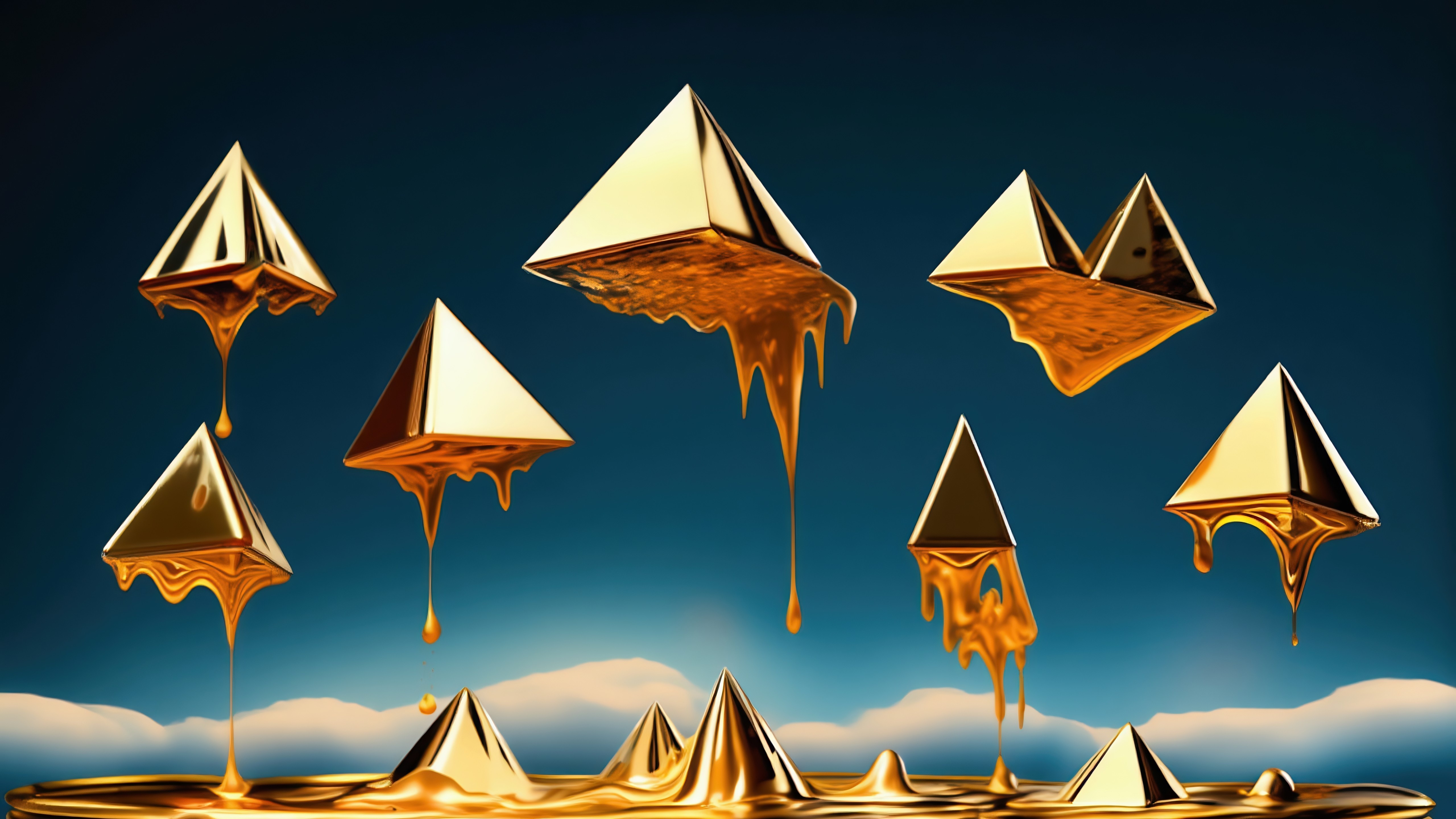 Melting Metallic Pyramids - backiee