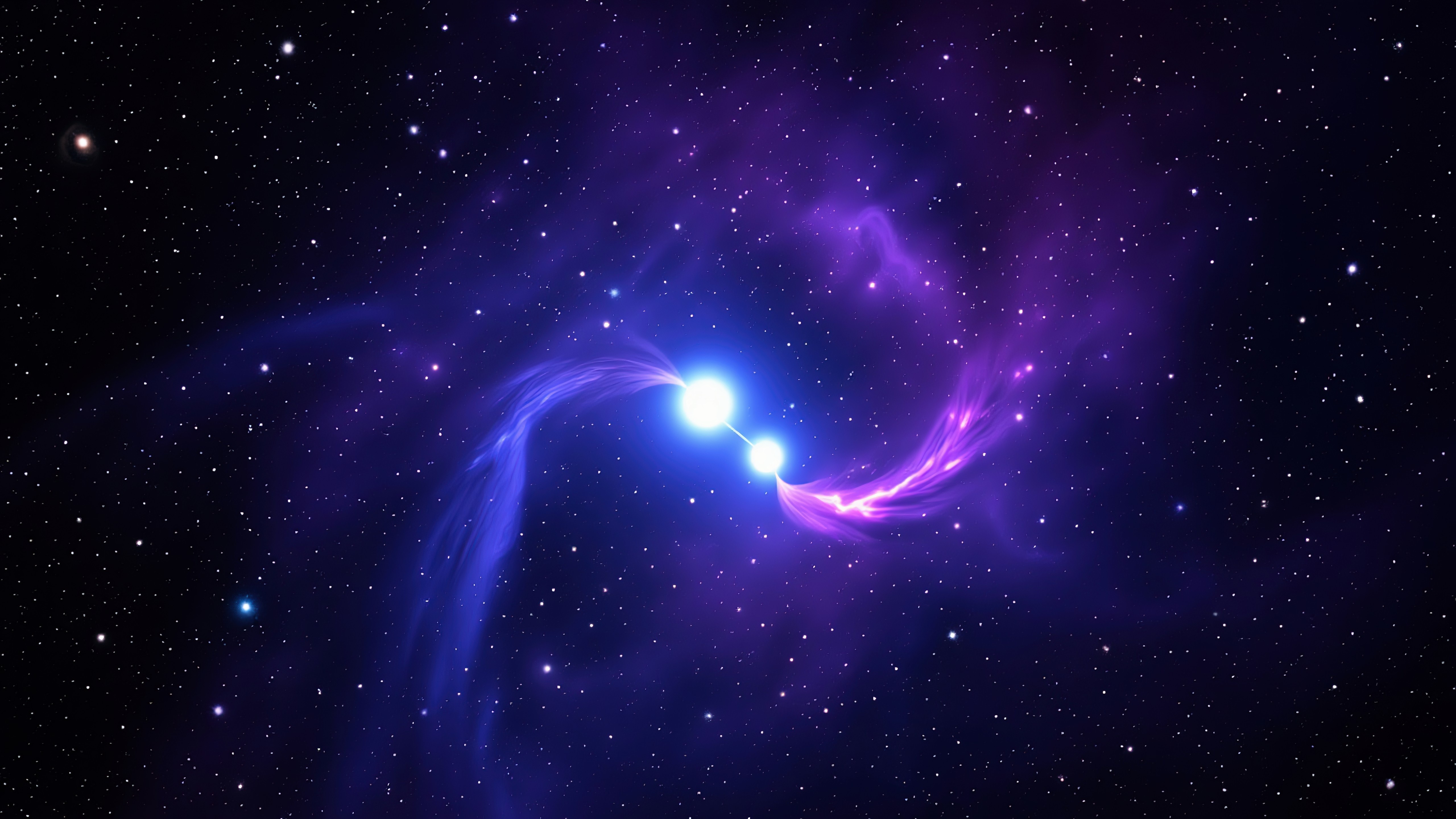 Binary Stars In Purple Nebula - backiee