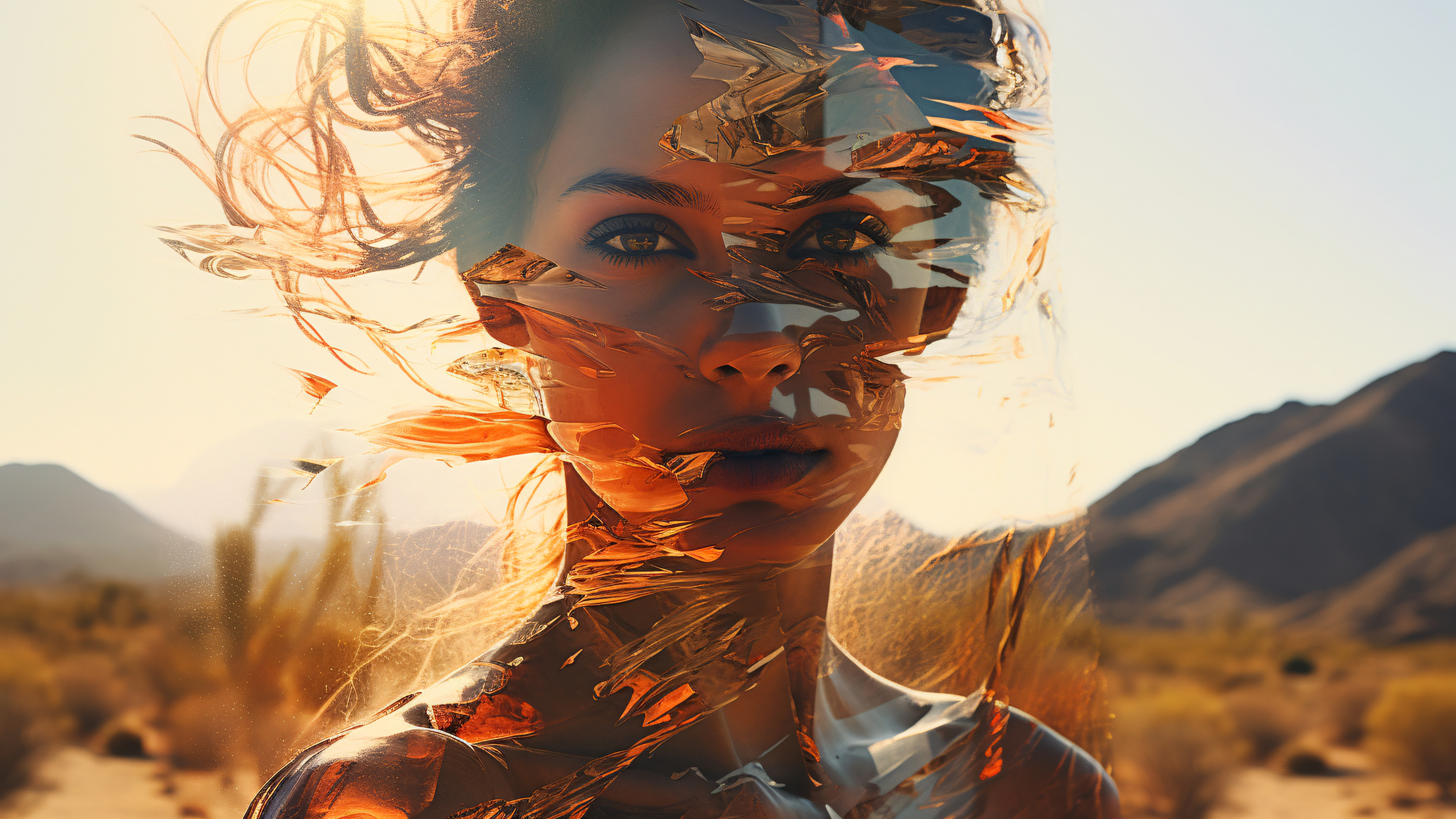 Ethereal Fusion of Human and Abstract Elements - backiee