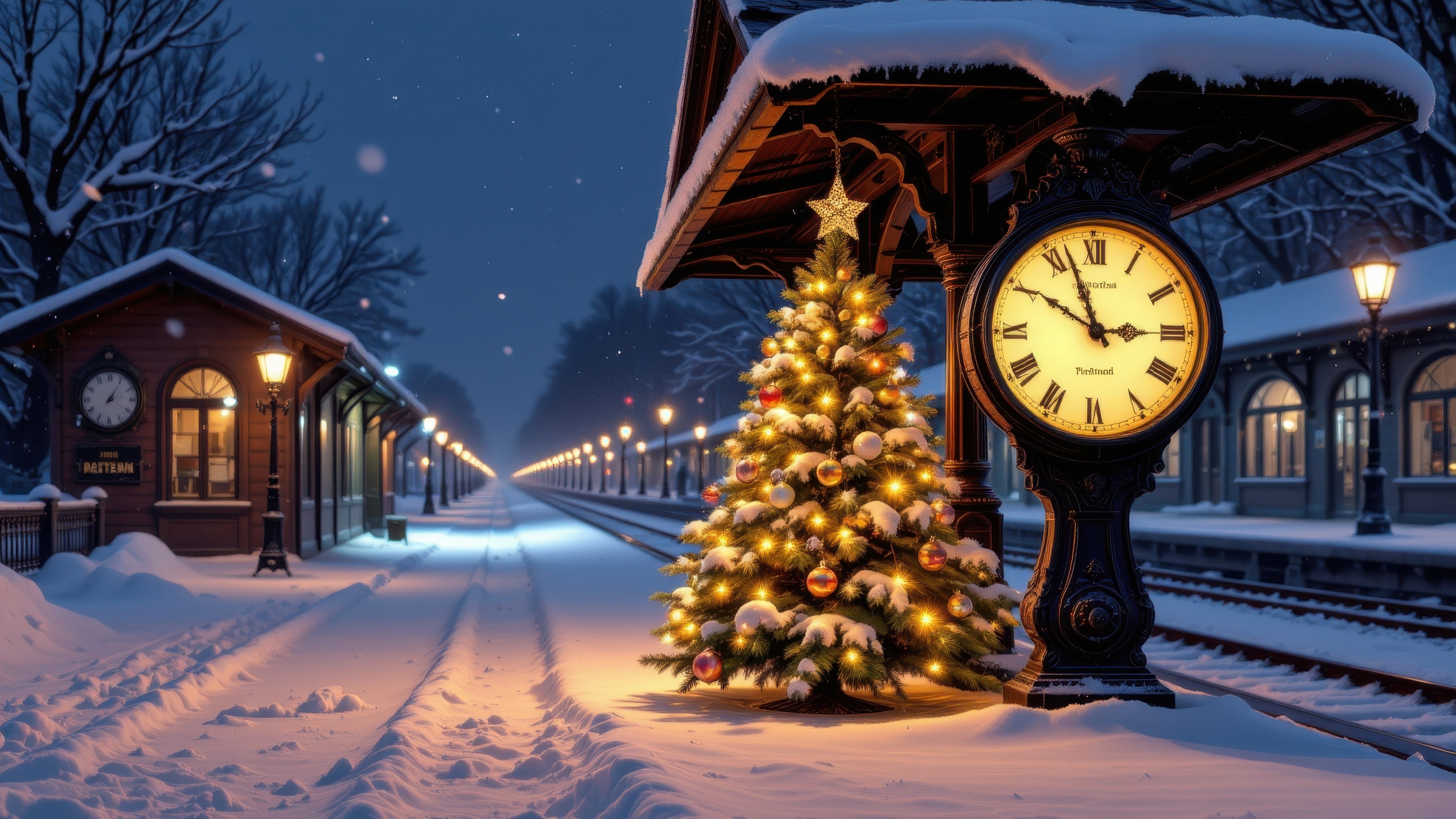 Winter Wonderland at the Train Station - backiee