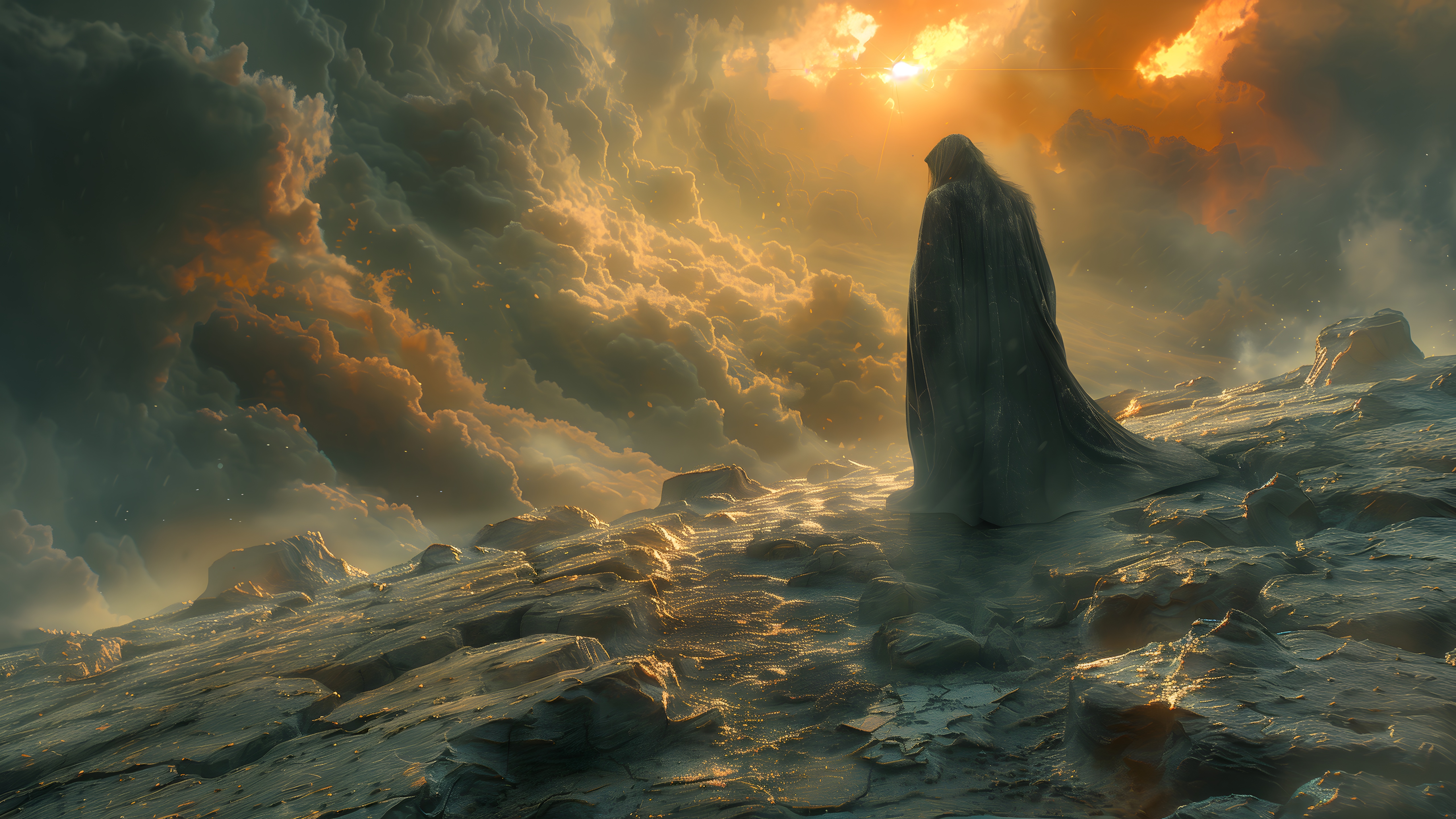 Epic Showdown in a Stormy Magical World - backiee