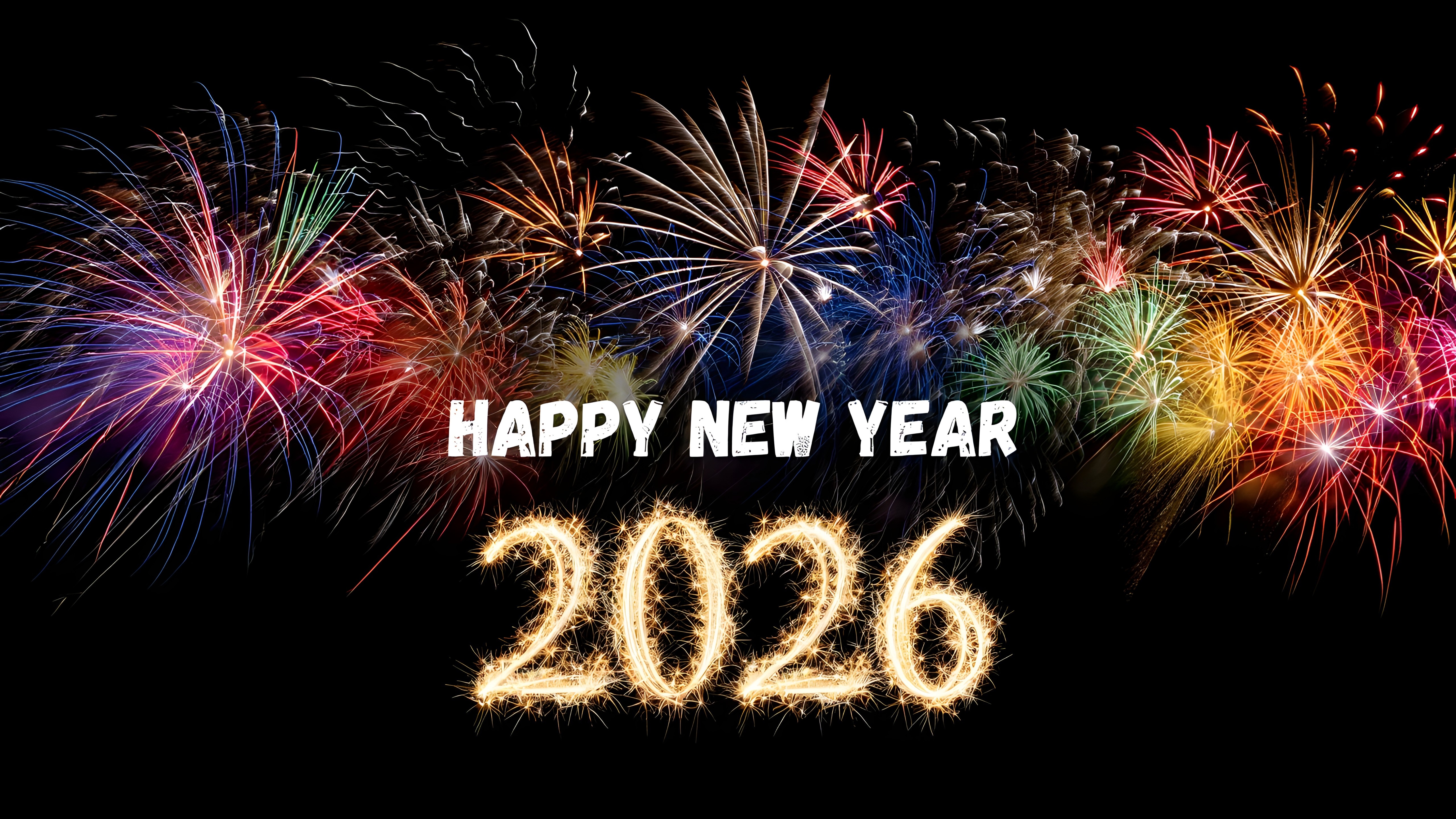 Happy New Year 2026 Fireworks Celebration Wallpaper in 5K - backiee