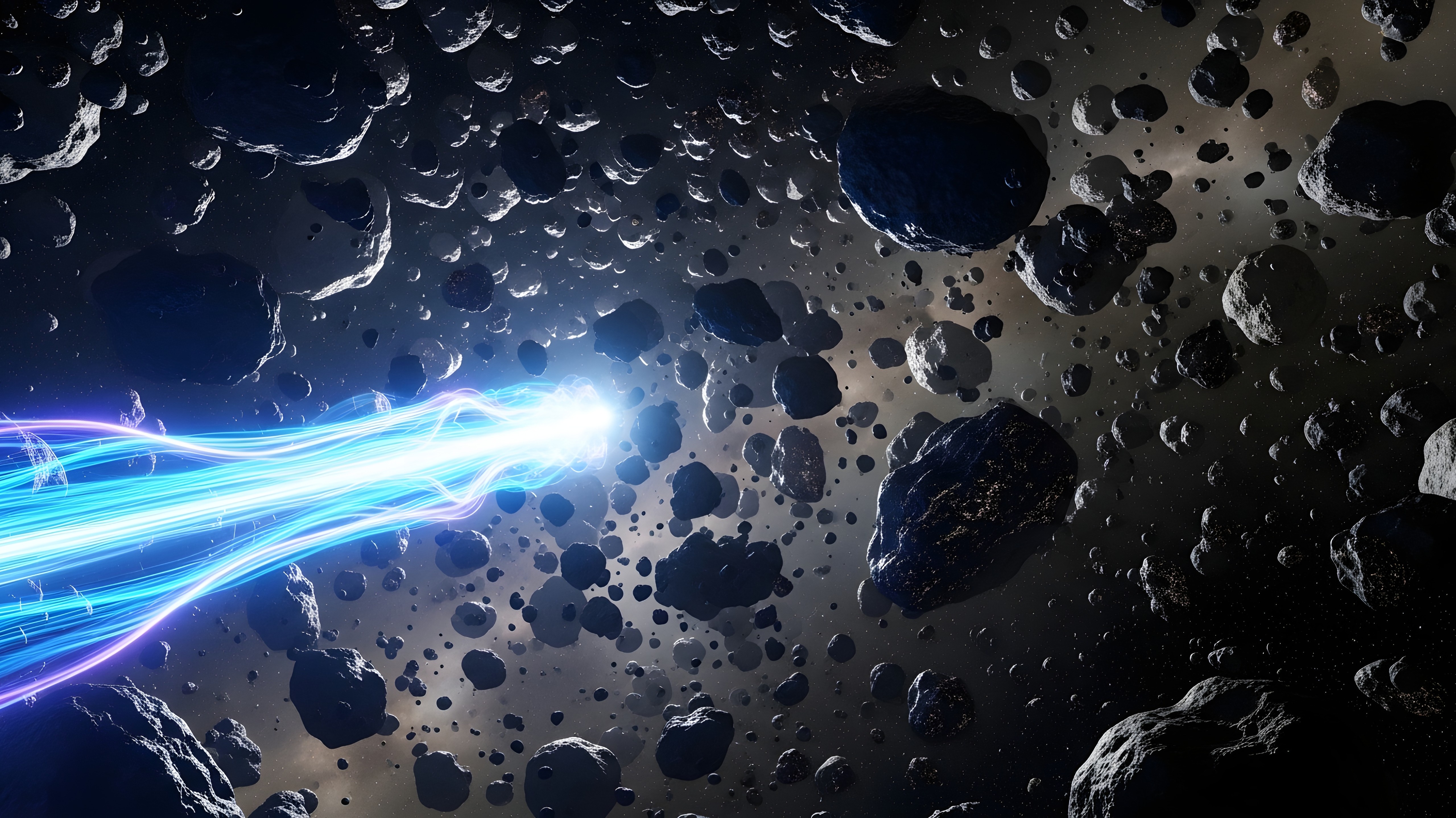 Luminous Meteor Stream Cutting Through a Dark Asteroid Field - backiee