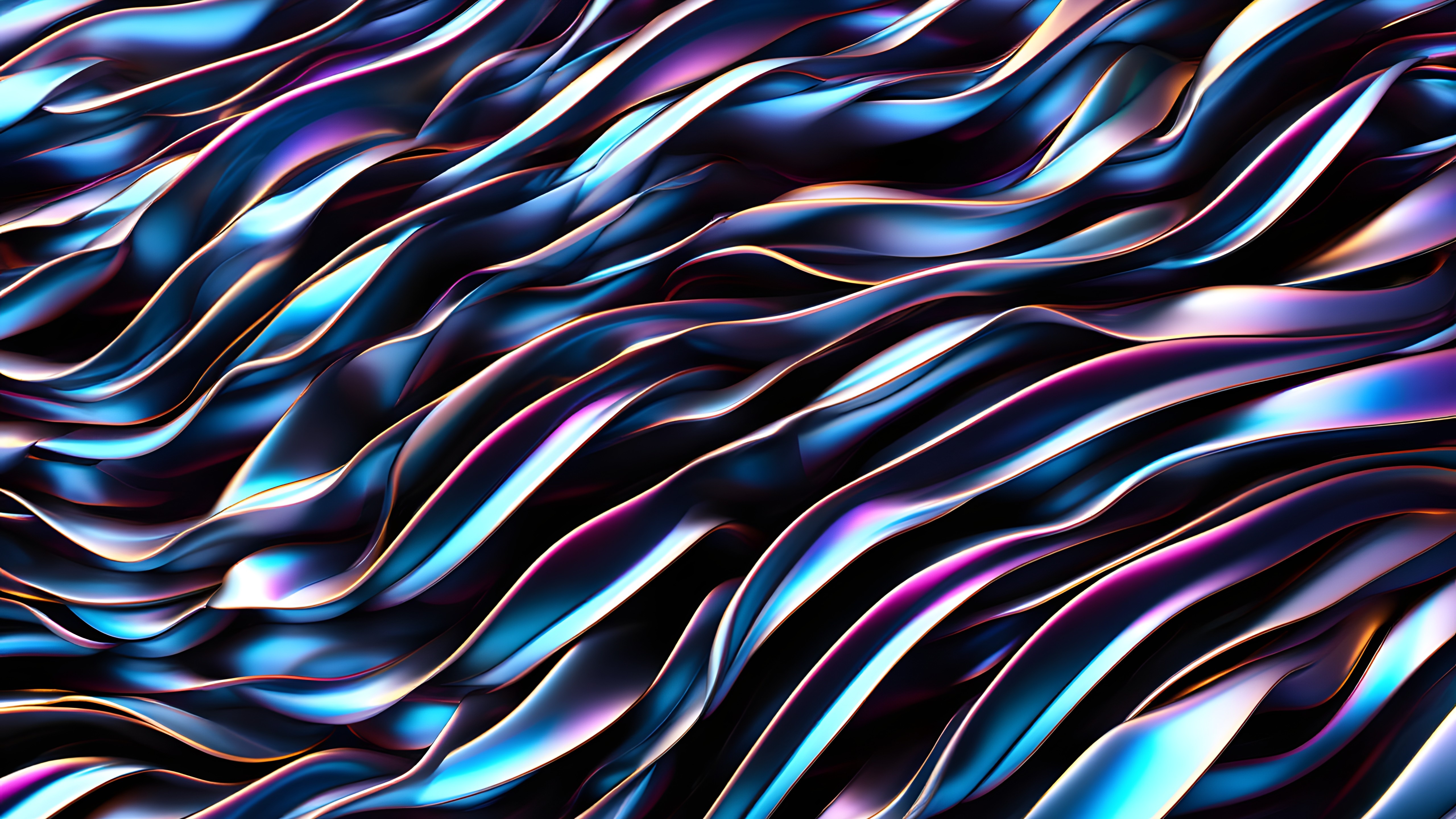 Layered Glass Waves in Neon Gradient Shine Abstract 5K Wallpaper - backiee