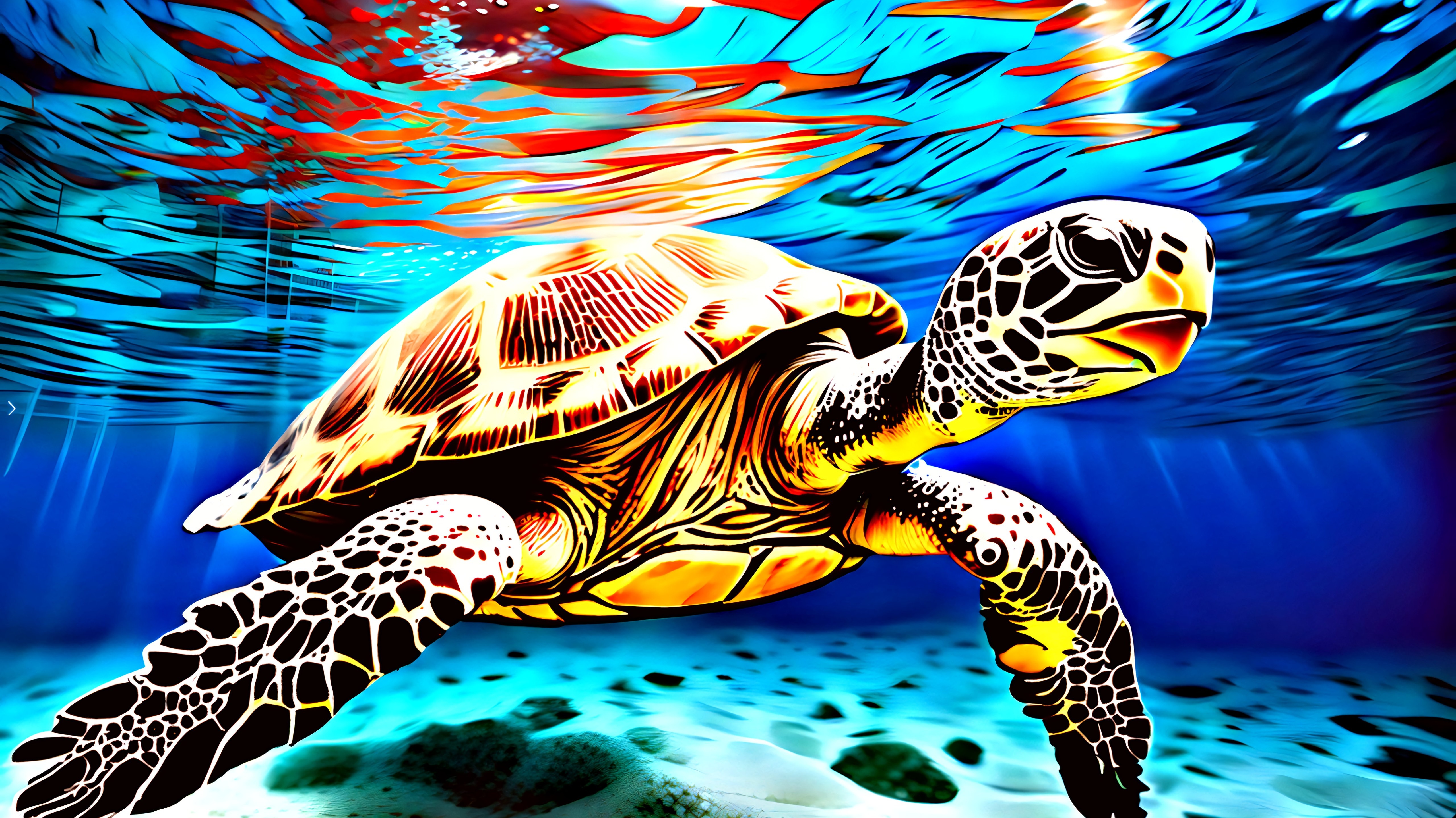 Vibrant Sea Turtle - backiee