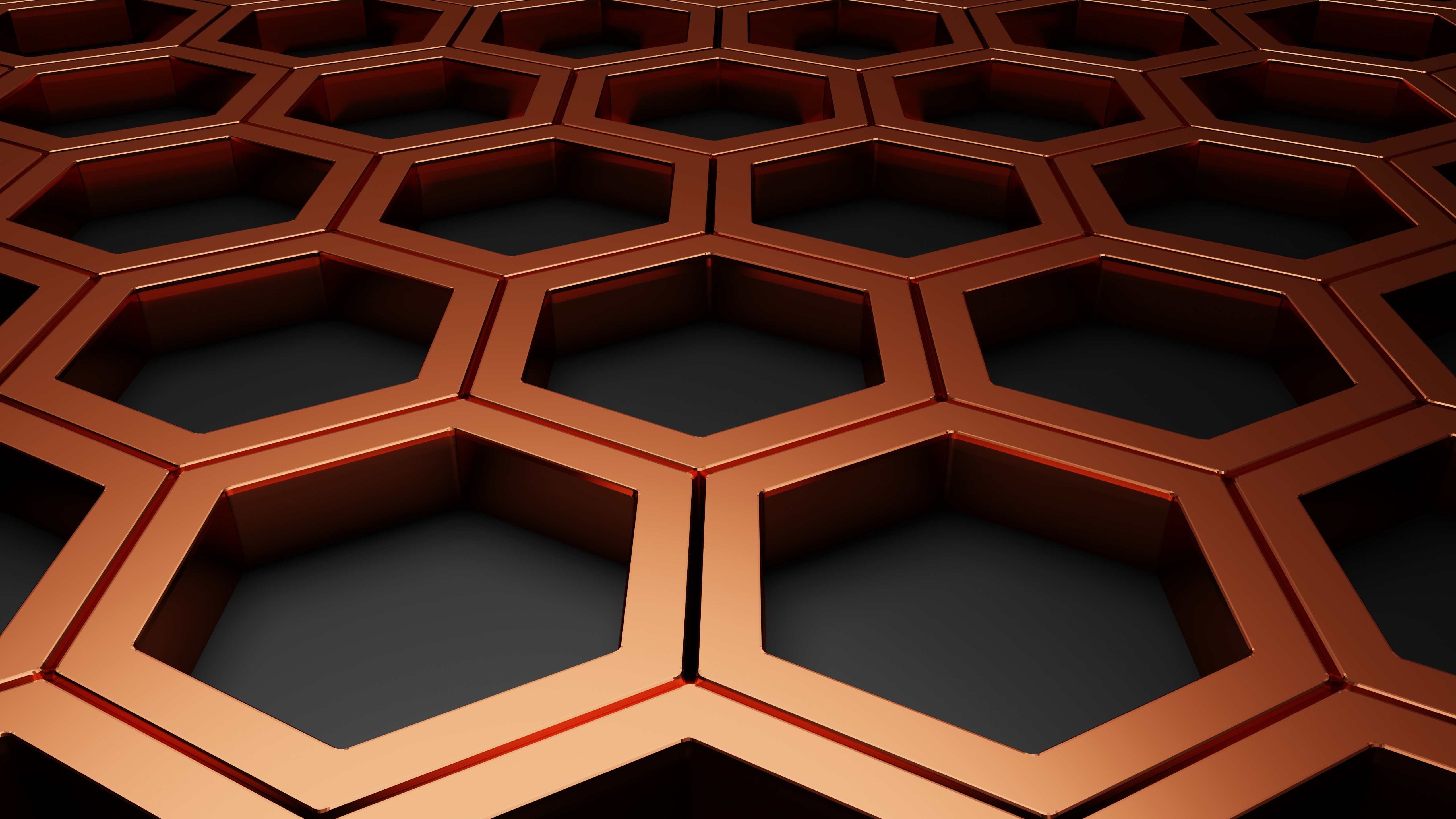 Copper Honeycomb Depth Pattern in Sleek Abstract 5K - backiee