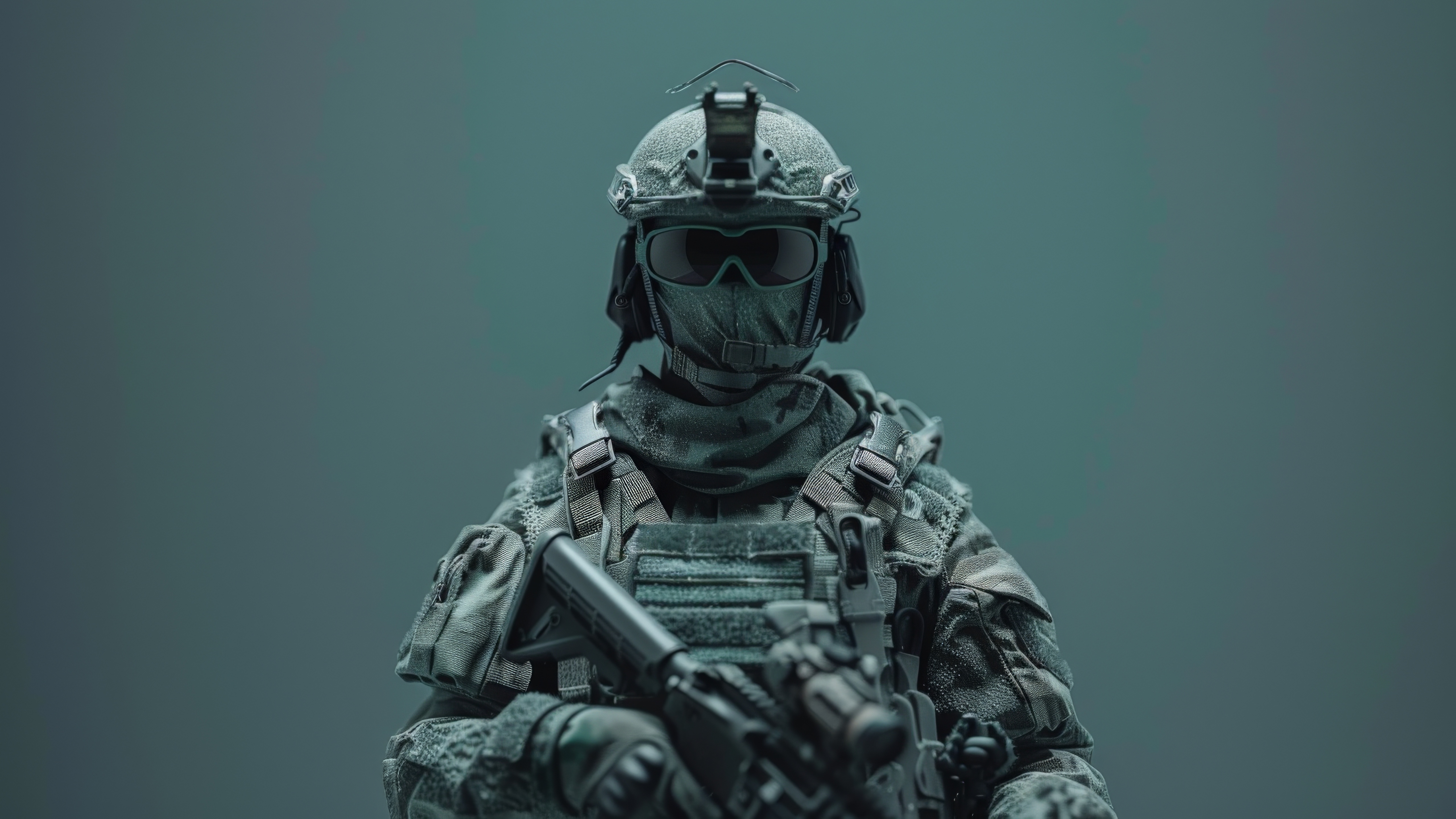 Elite Masked Infantry Soldier in Tactical Gear 5K Wallpaper - backiee