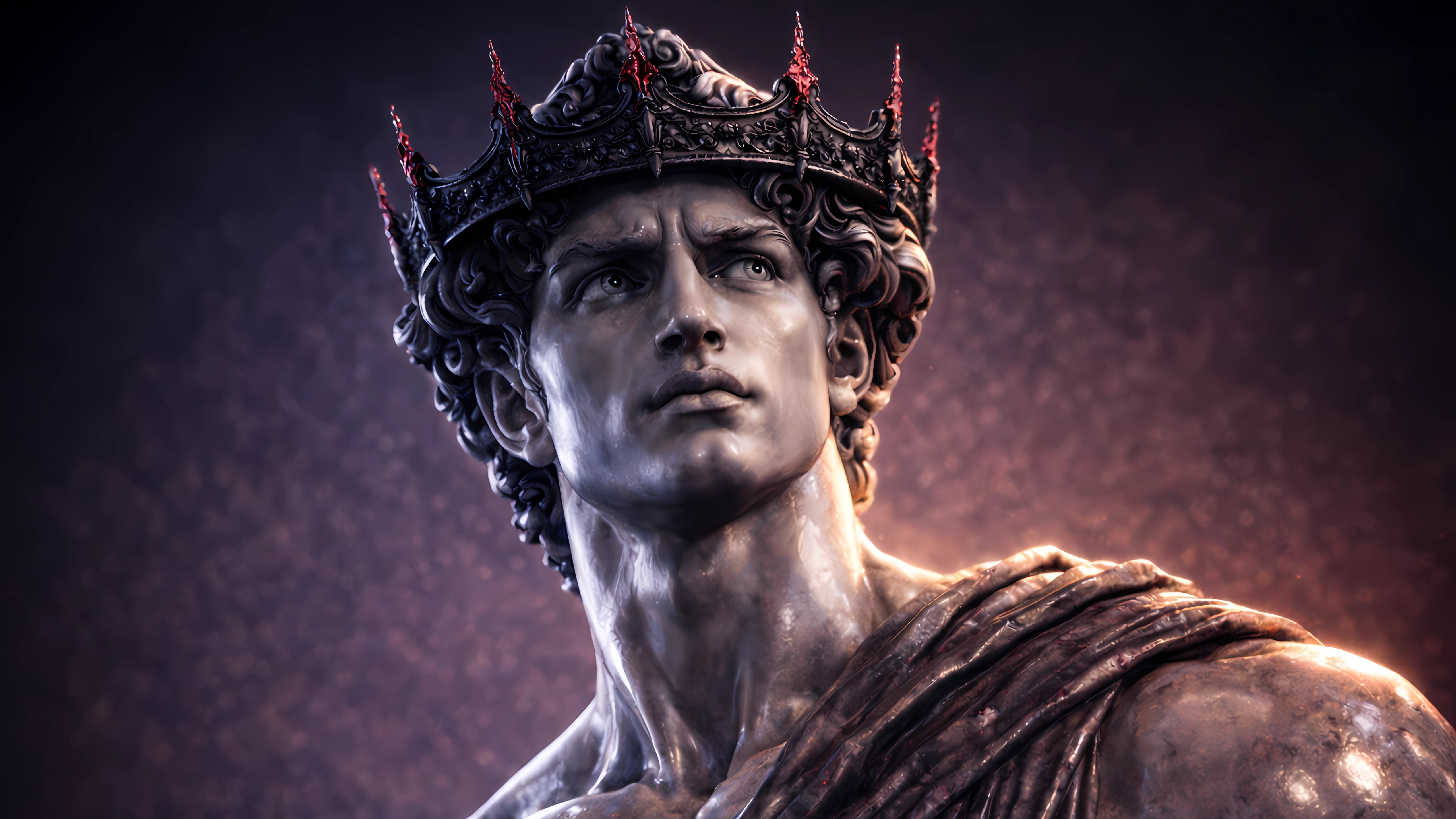 Crowned Greek god of Arts Apollo Marble Guardian in Crimson Cinematic ...