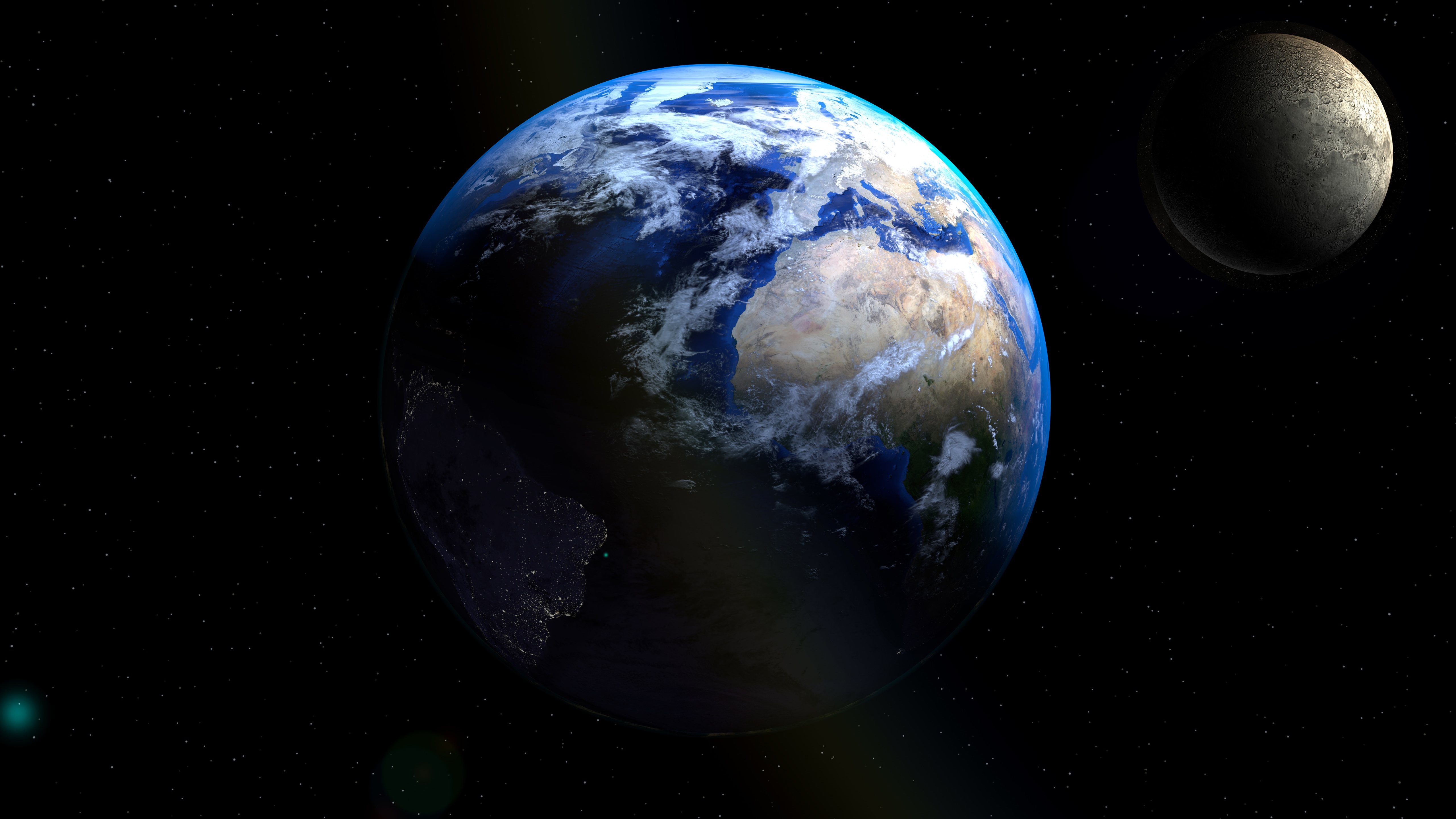 Earth and Moon in Quiet Orbit Across a Starry Void - backiee