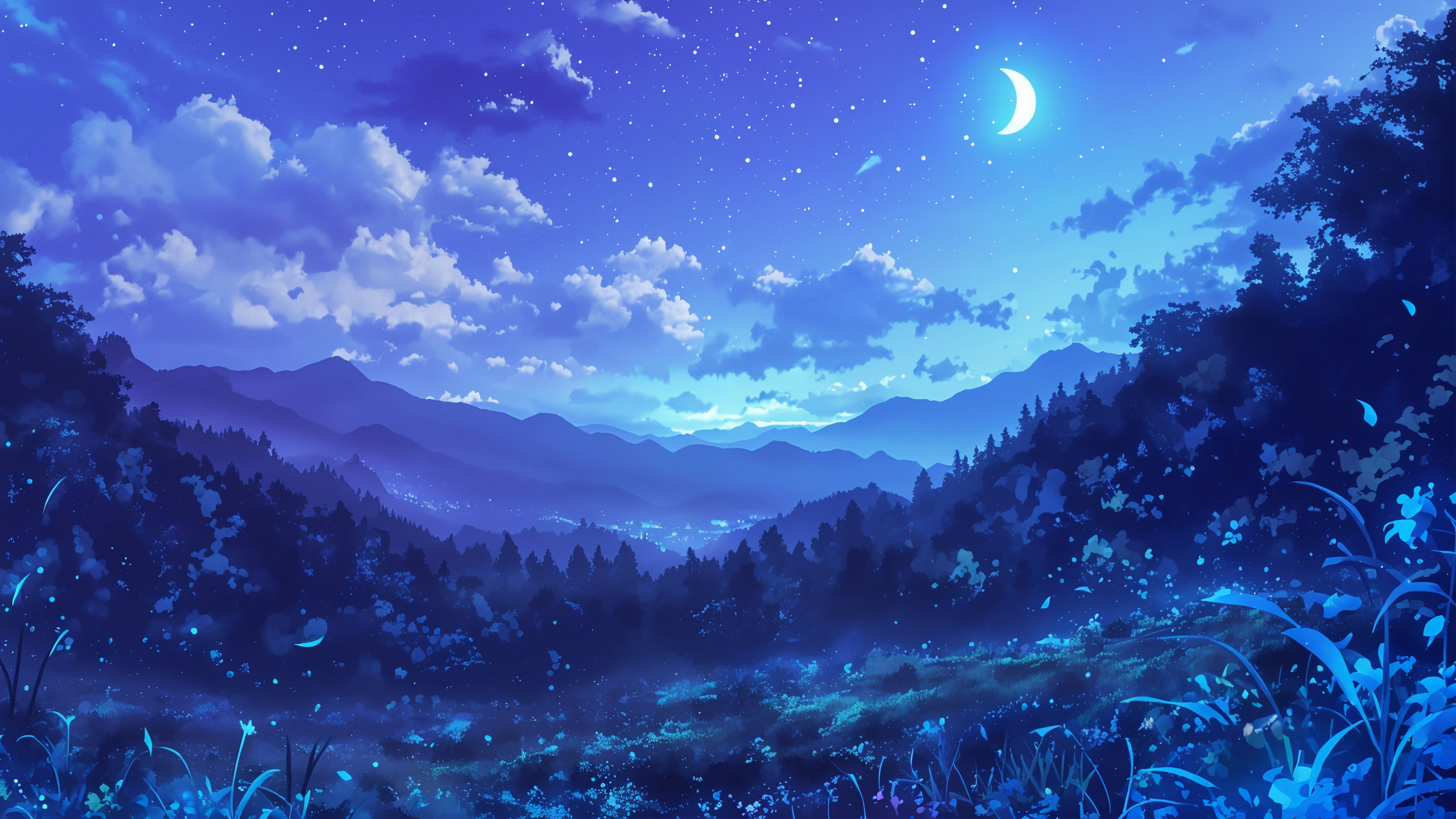 Moonlit Blue Valley Dream - backiee