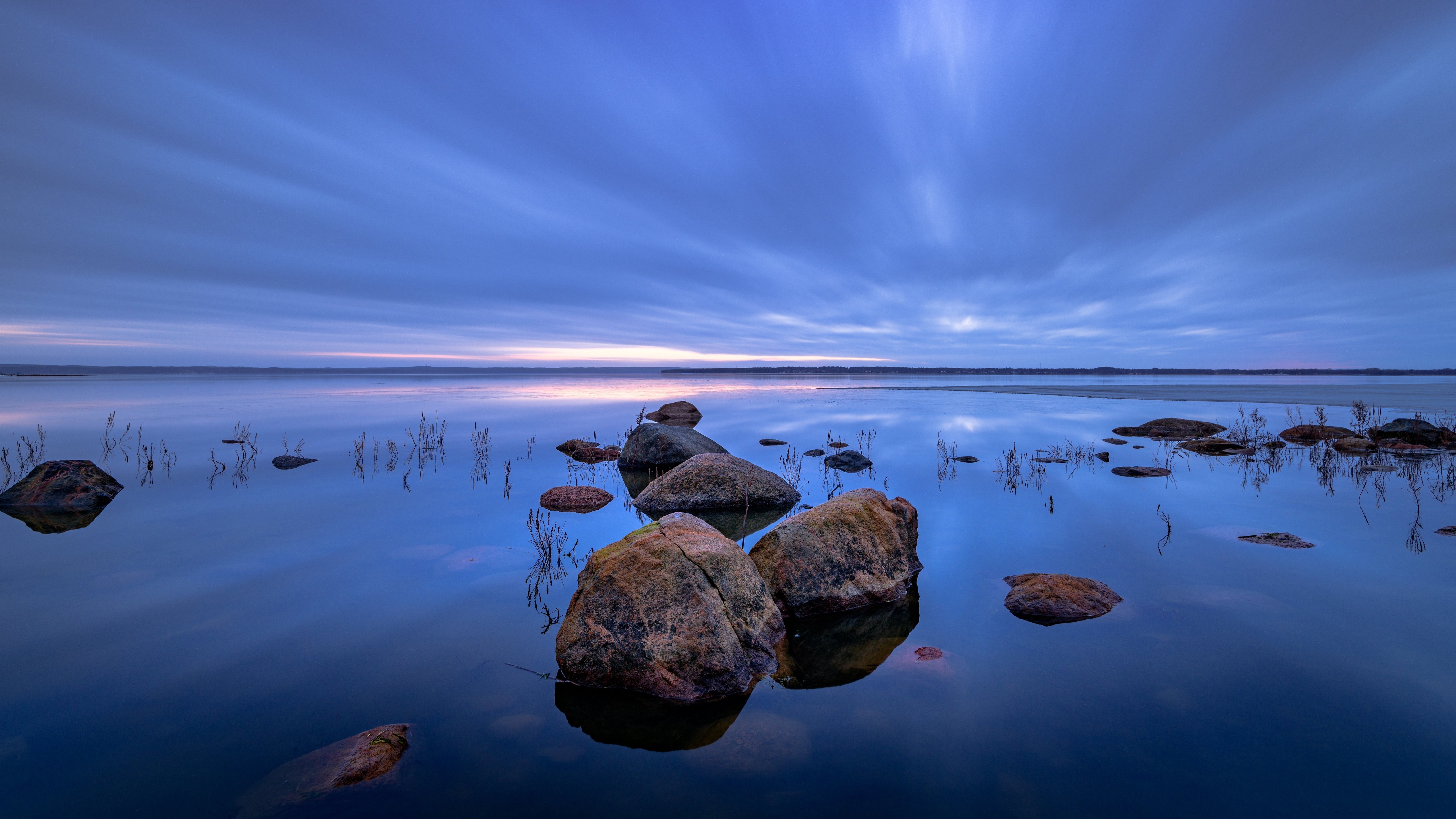 Blue Hour Serenity Over Quiet Lake - backiee