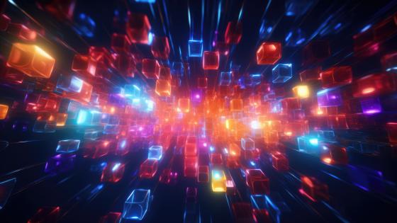 Vibrant Warp Speed Cube Tunnel - backiee