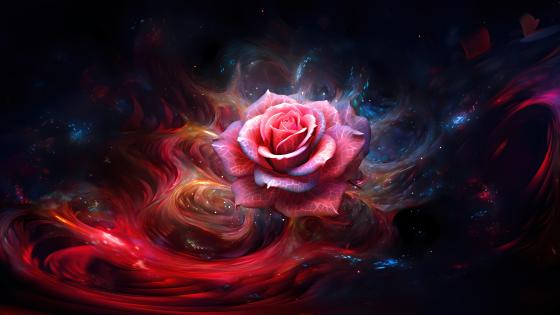 Vivid Rose in Cosmic Swirls - backiee