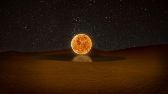 Glowing Orb in a Starlit Desert Night - backiee