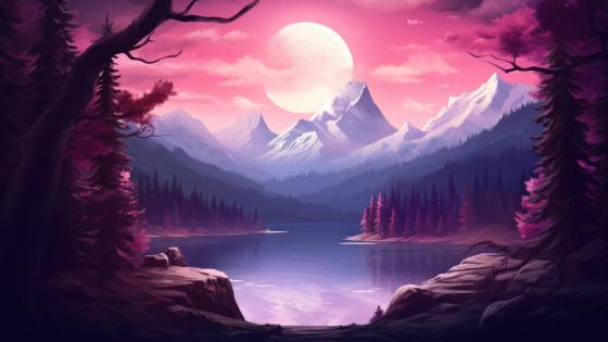 Moonlit Wilderness in Fantasy AI Art - backiee
