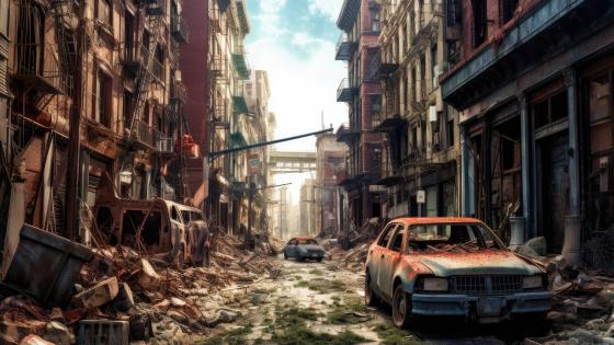 Post-Apocalyptic New York Cityscape Wall Art - backiee Post-Apocalyptic New York Cityscape Wall Art - backiee