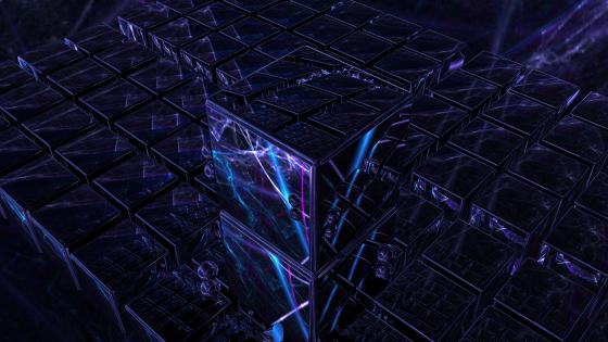 Geometric Purple Symphony in 3D Cubes - backiee