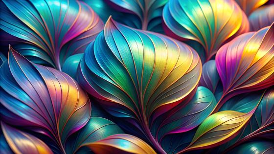 Vibrant Harmony of Gradient Leaves Art - backiee