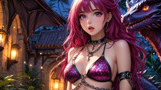 Purple-Haired Enigma with Mysterious Charm - backiee