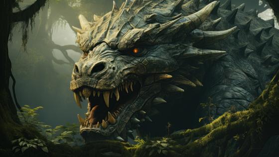 Majestic Dragon in Enchanted Forest - backiee