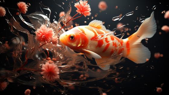 Koi Elegance in Digital Harmony - backiee