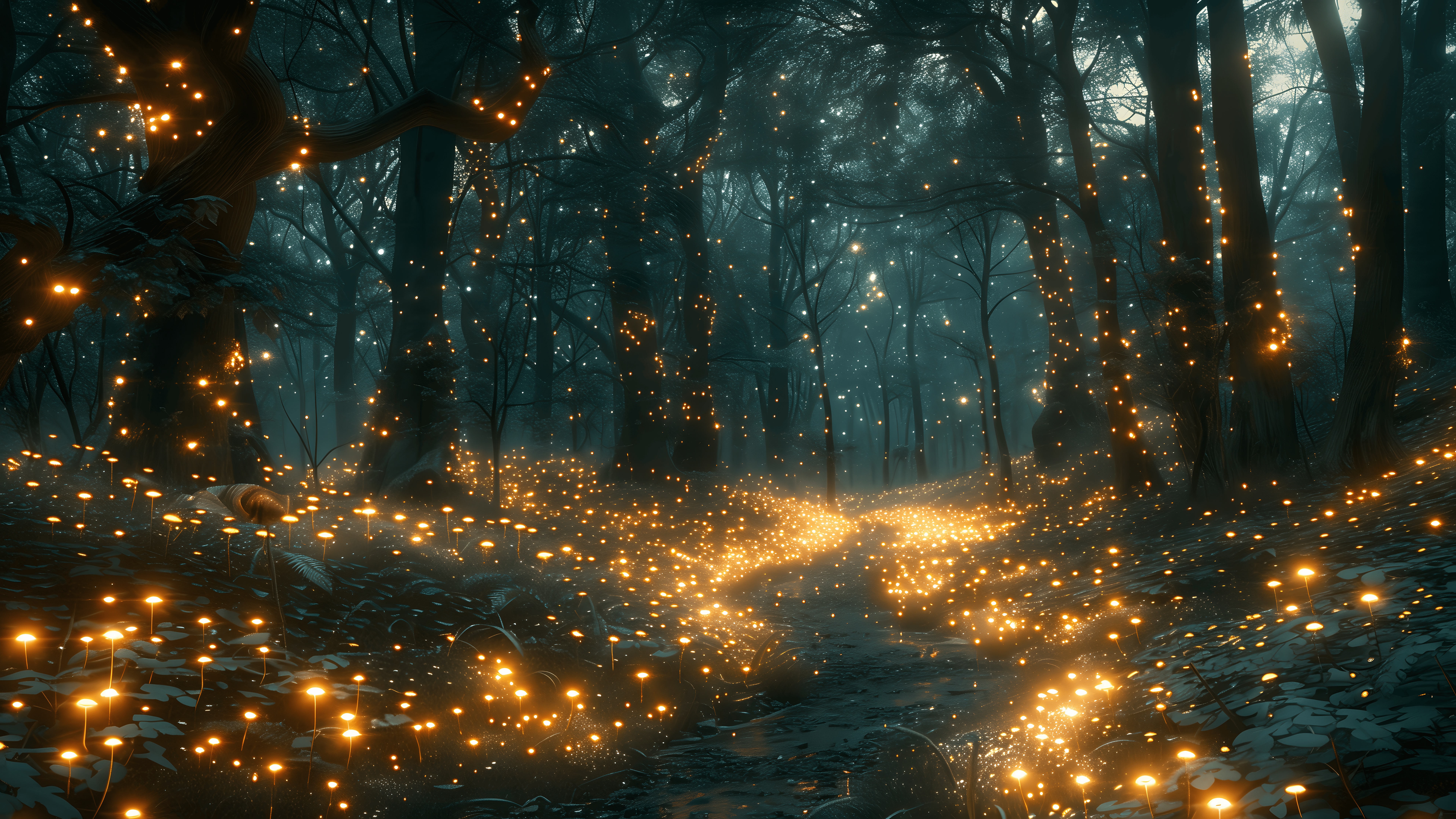 Enchanted Forest Glow in 8K Fantasy Art - backiee