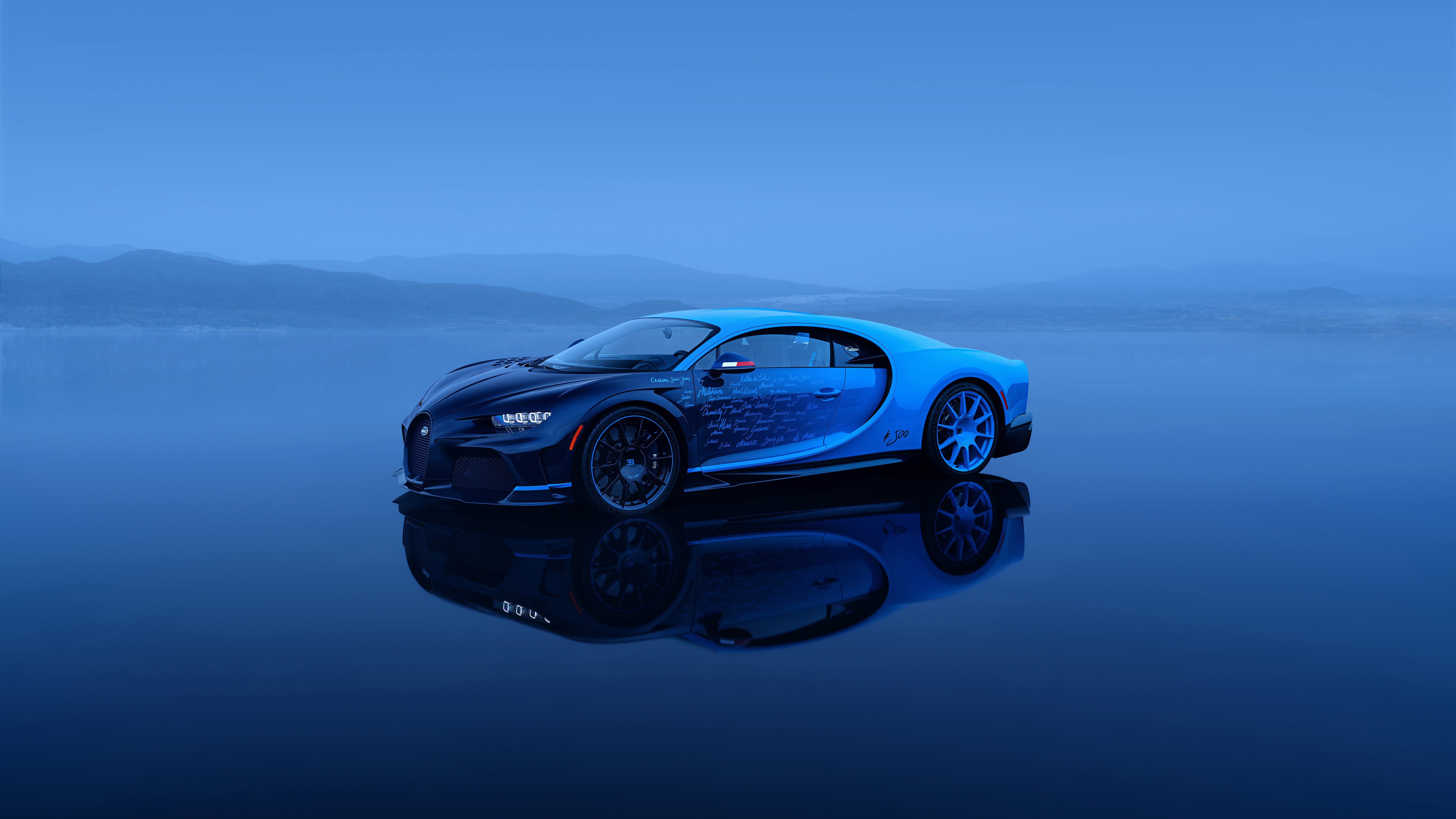 Stunning Bugatti Chiron in Serene Blue Reflection - backiee