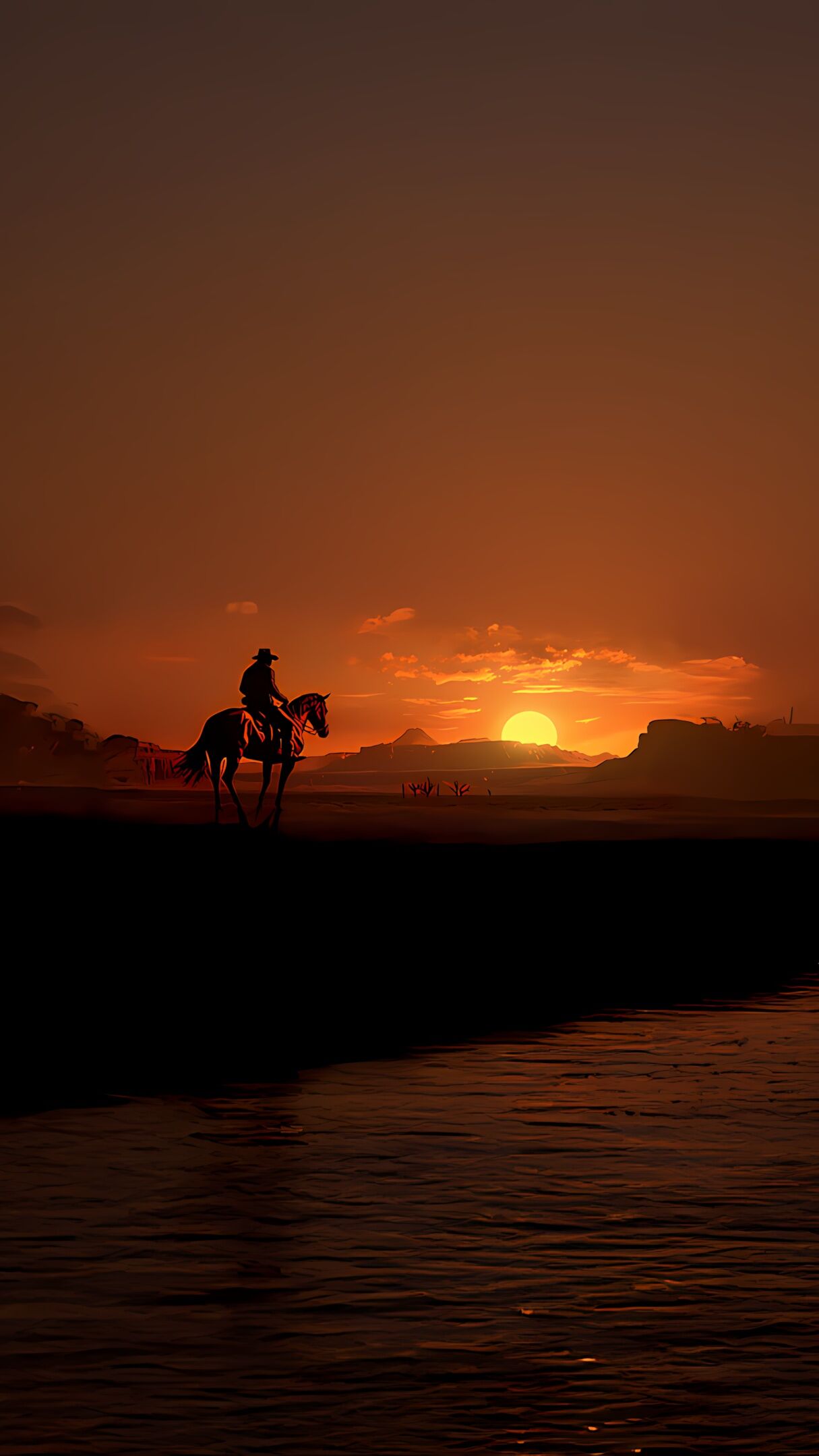 Sunset Rider in a Mystic Landscape - backiee