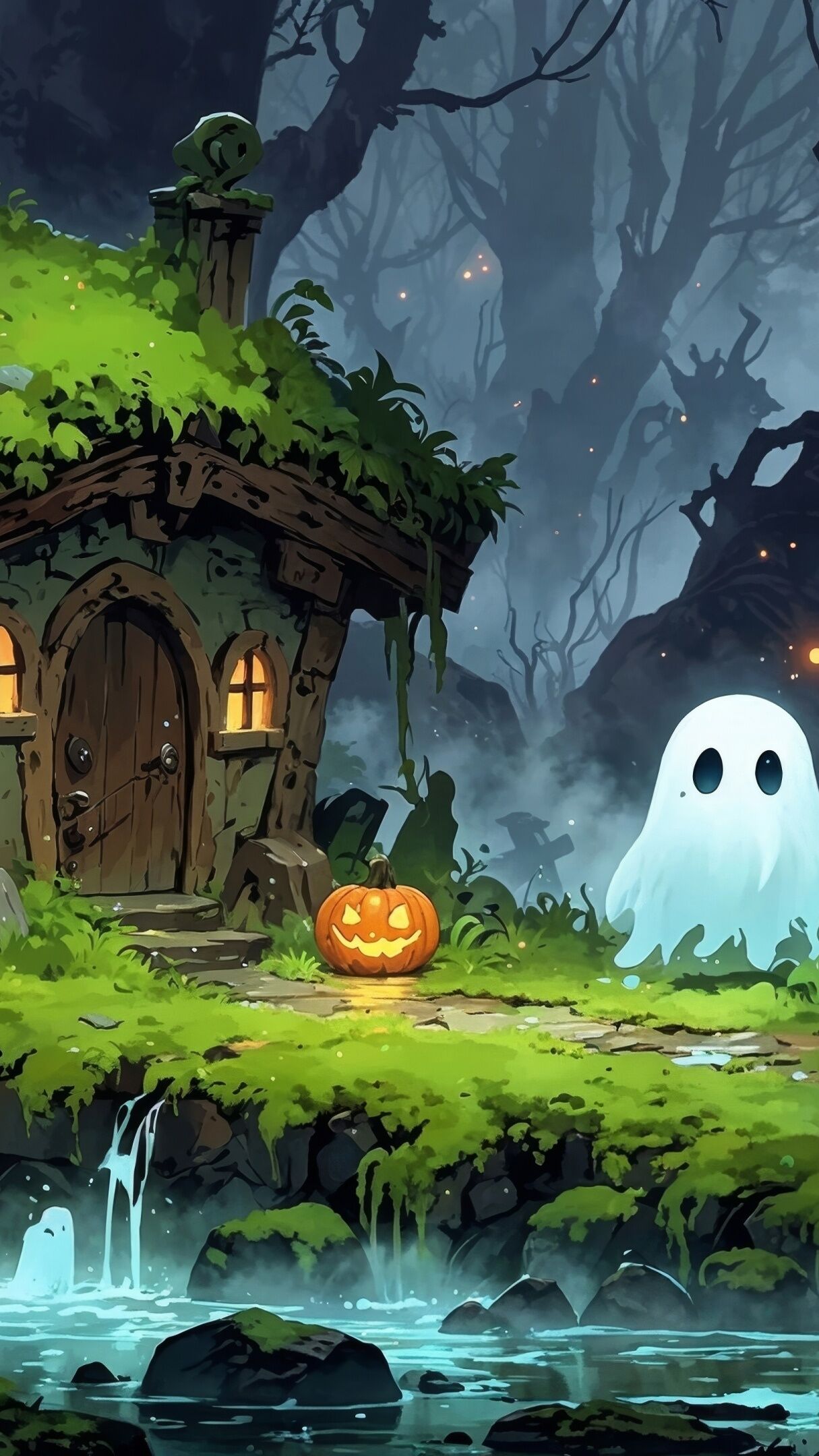 Spooky Cute Halloween Scene - backiee