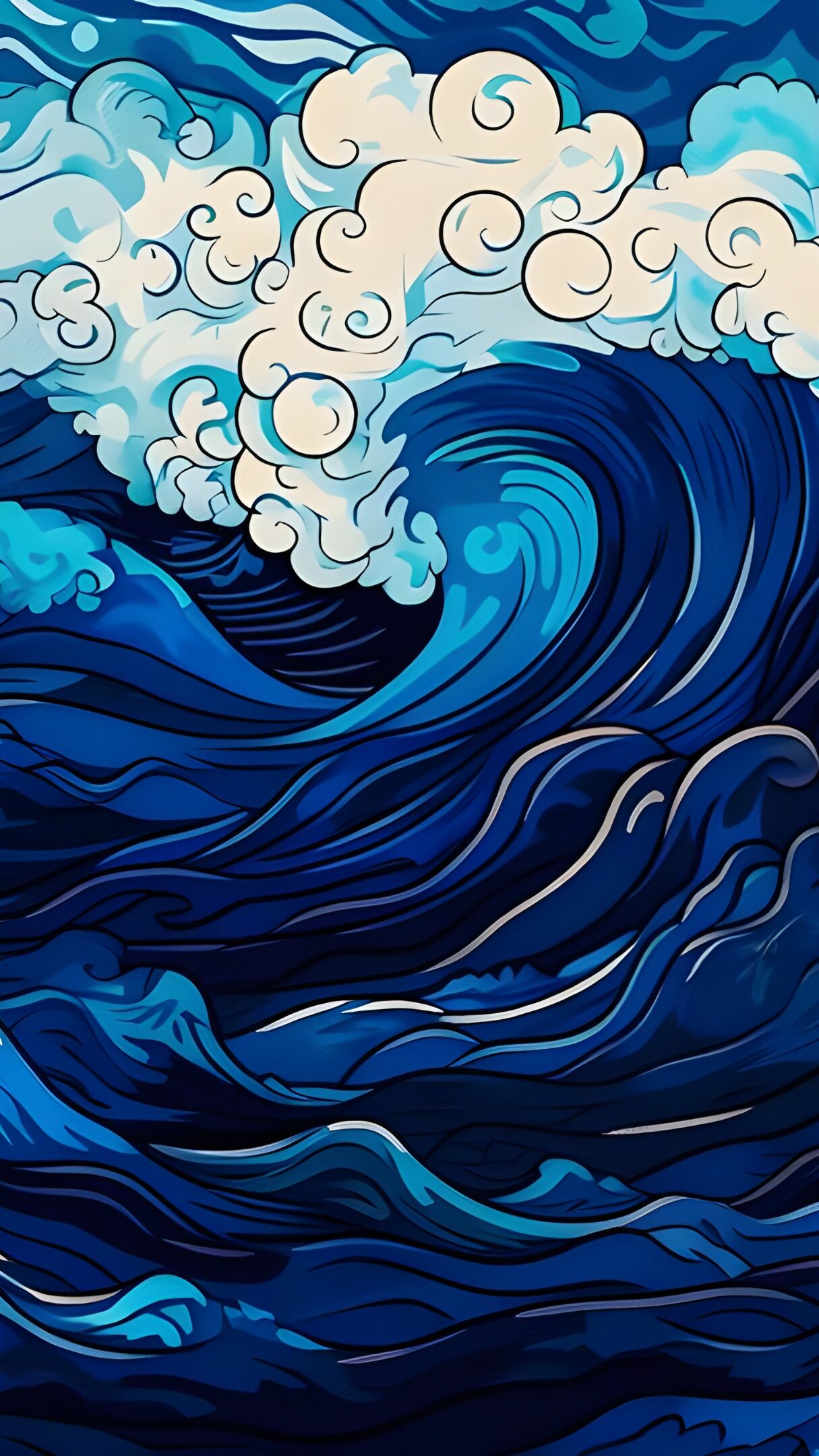 Blue Tsunami Waves in Motion - backiee