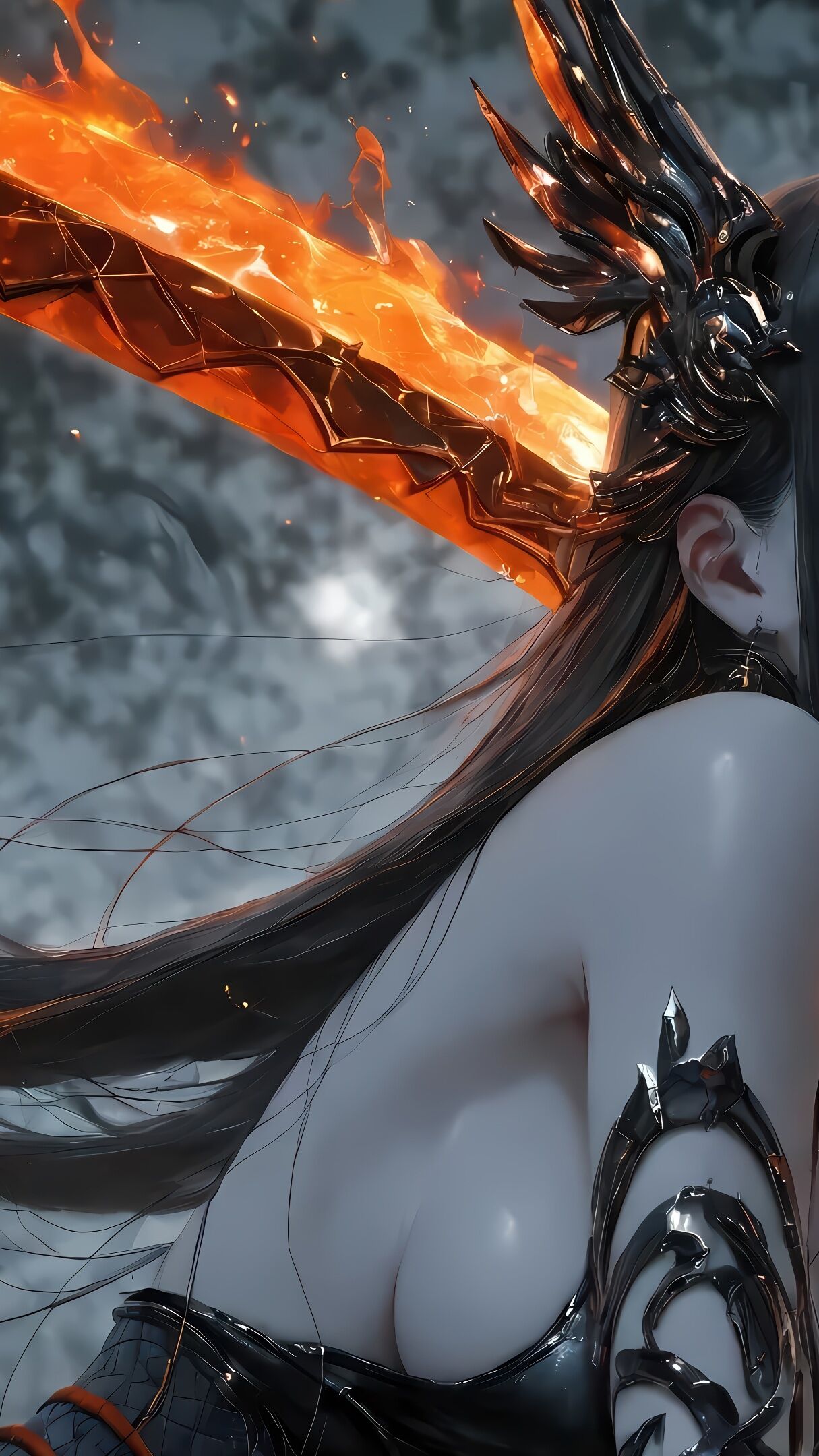 Fiery Blade Warrior in Enchanted Forest - backiee