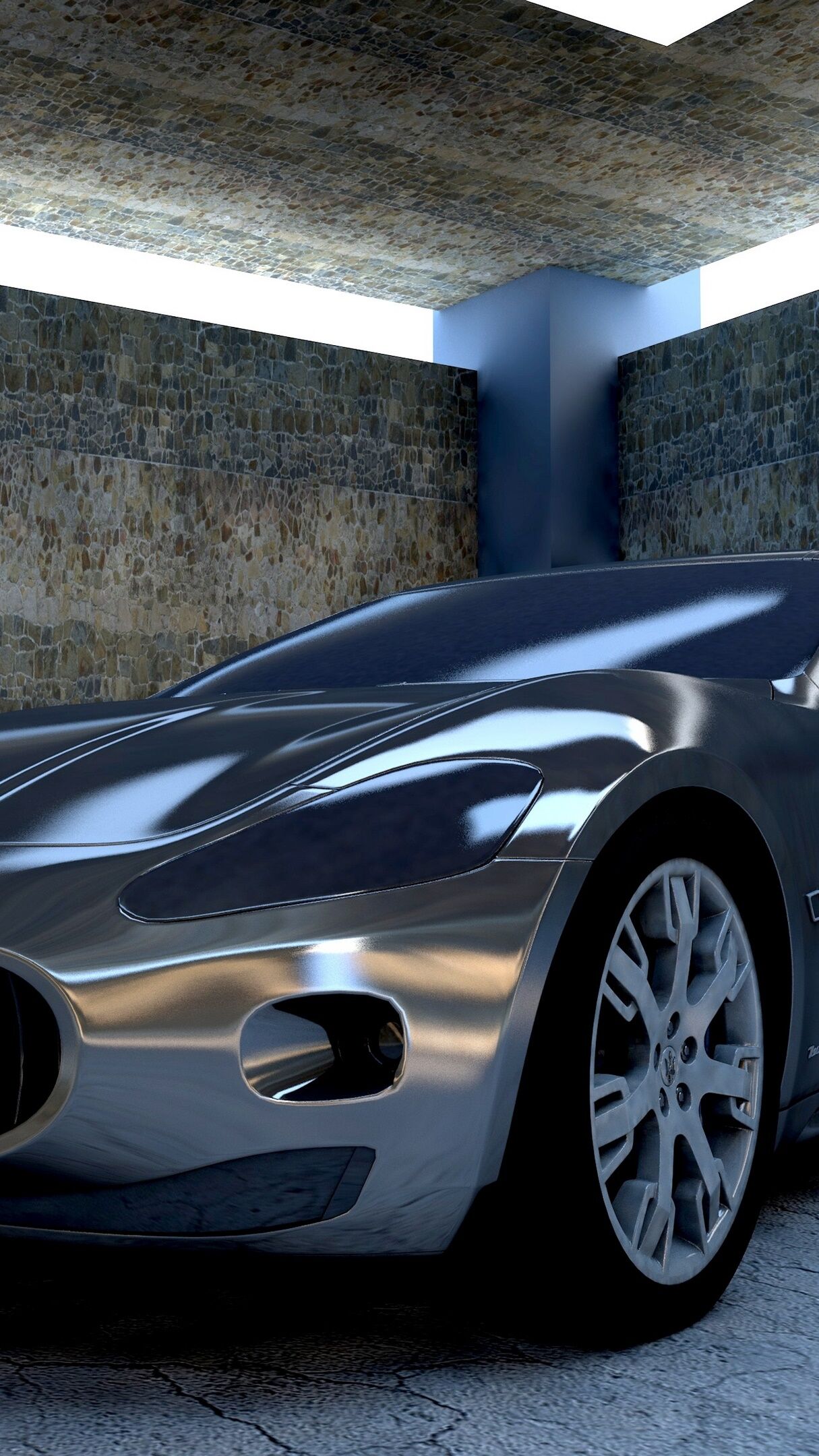 Maserati GranTurismo in Sleek Stone Setting - backiee