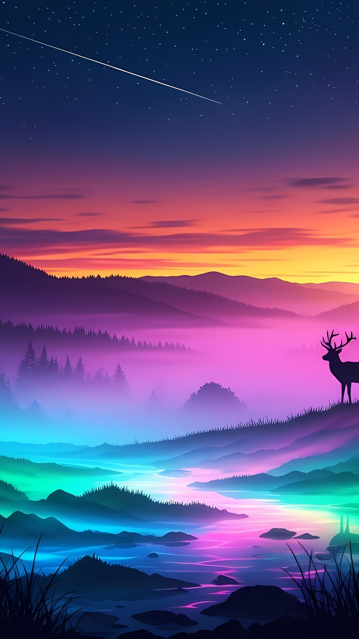 Neon Enchantment of the Mystic Forest - backiee