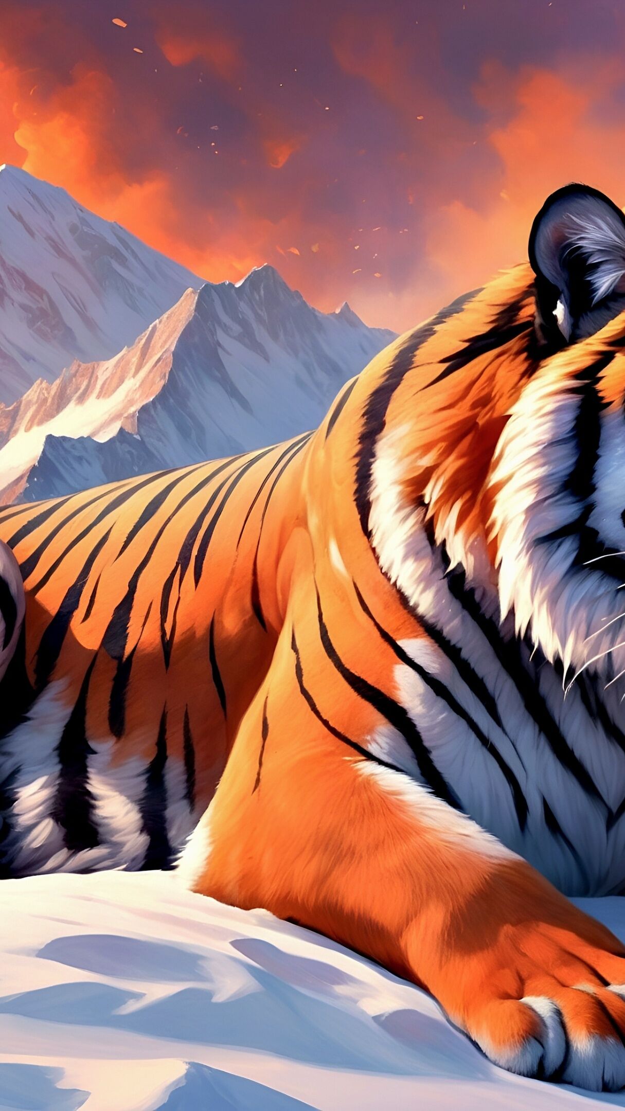 Majestic Giant Tiger in a Fantasy Landscape - backiee