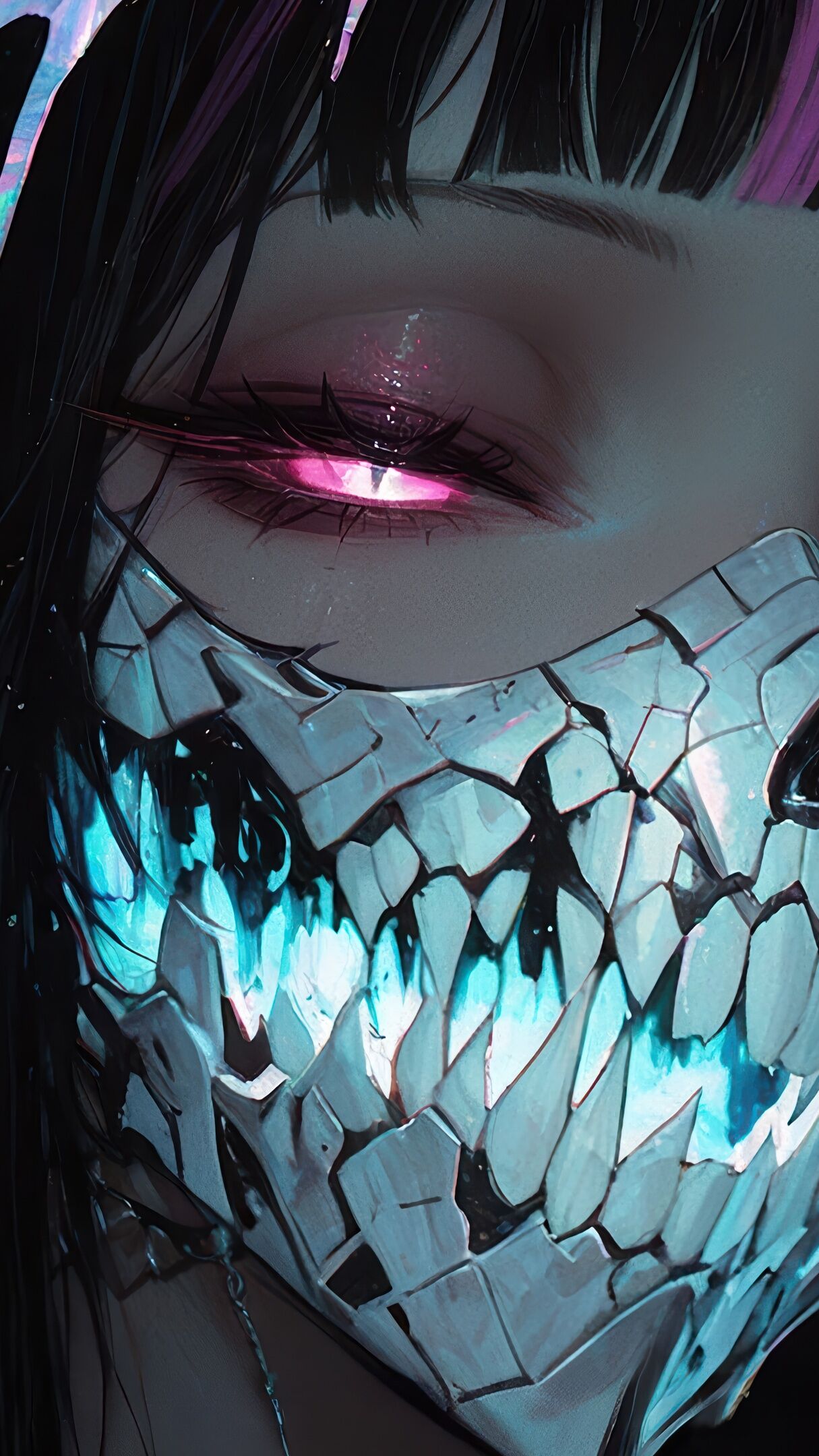 Demonic Gaze Unleashed in Spectral Glow - backiee