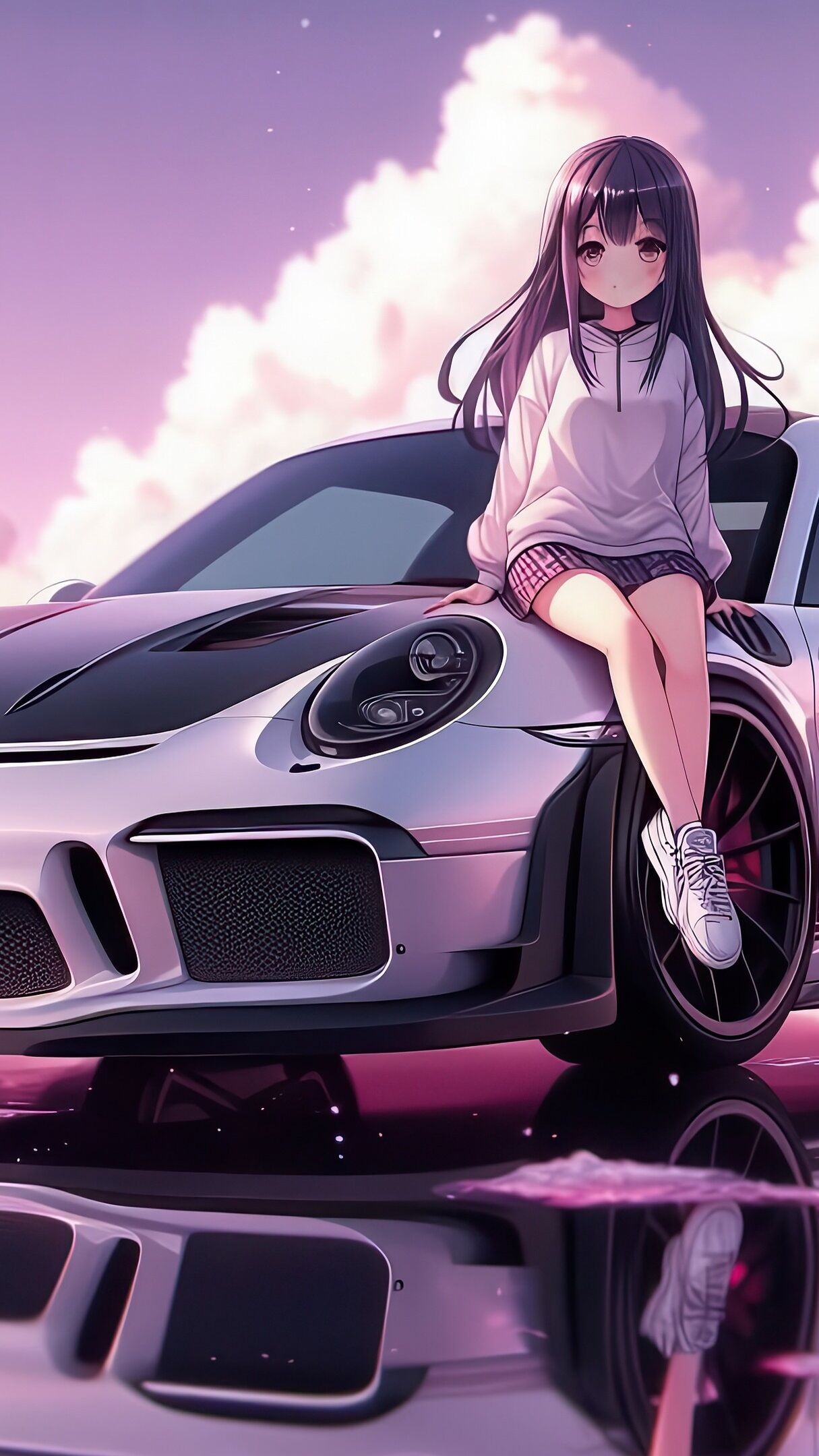 Pink Horizon Porsche 911 GT3 RS Anime Reflection Dreamscape - backiee