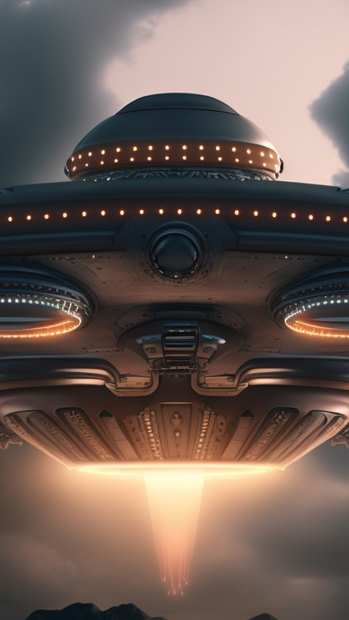 Stormlit Saucer Hovering Above the Mountains in Cinematic 4K - backiee