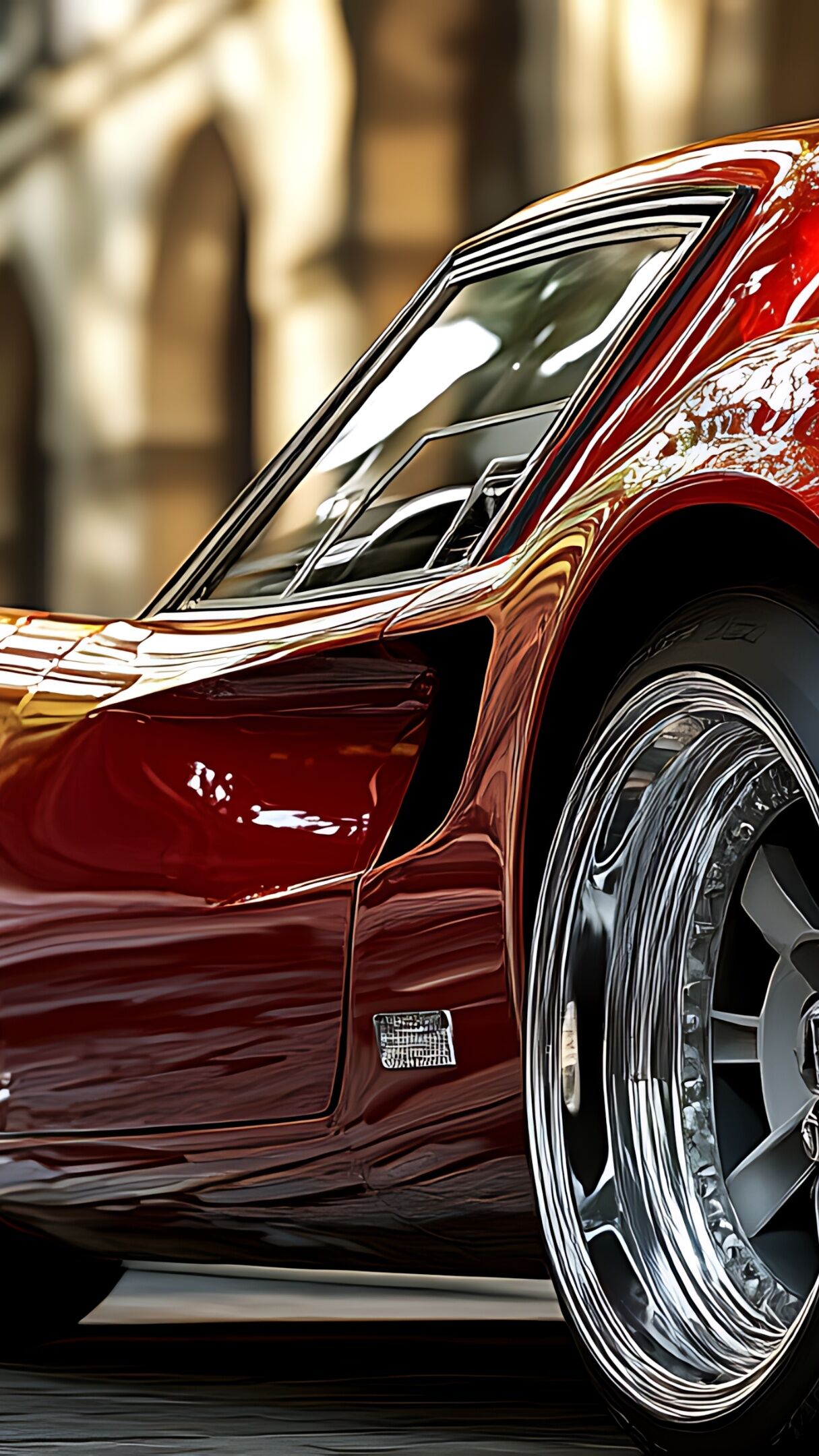 Crimson Classic Supercar Reflections in Ultra Detailed 4K AI Art - backiee