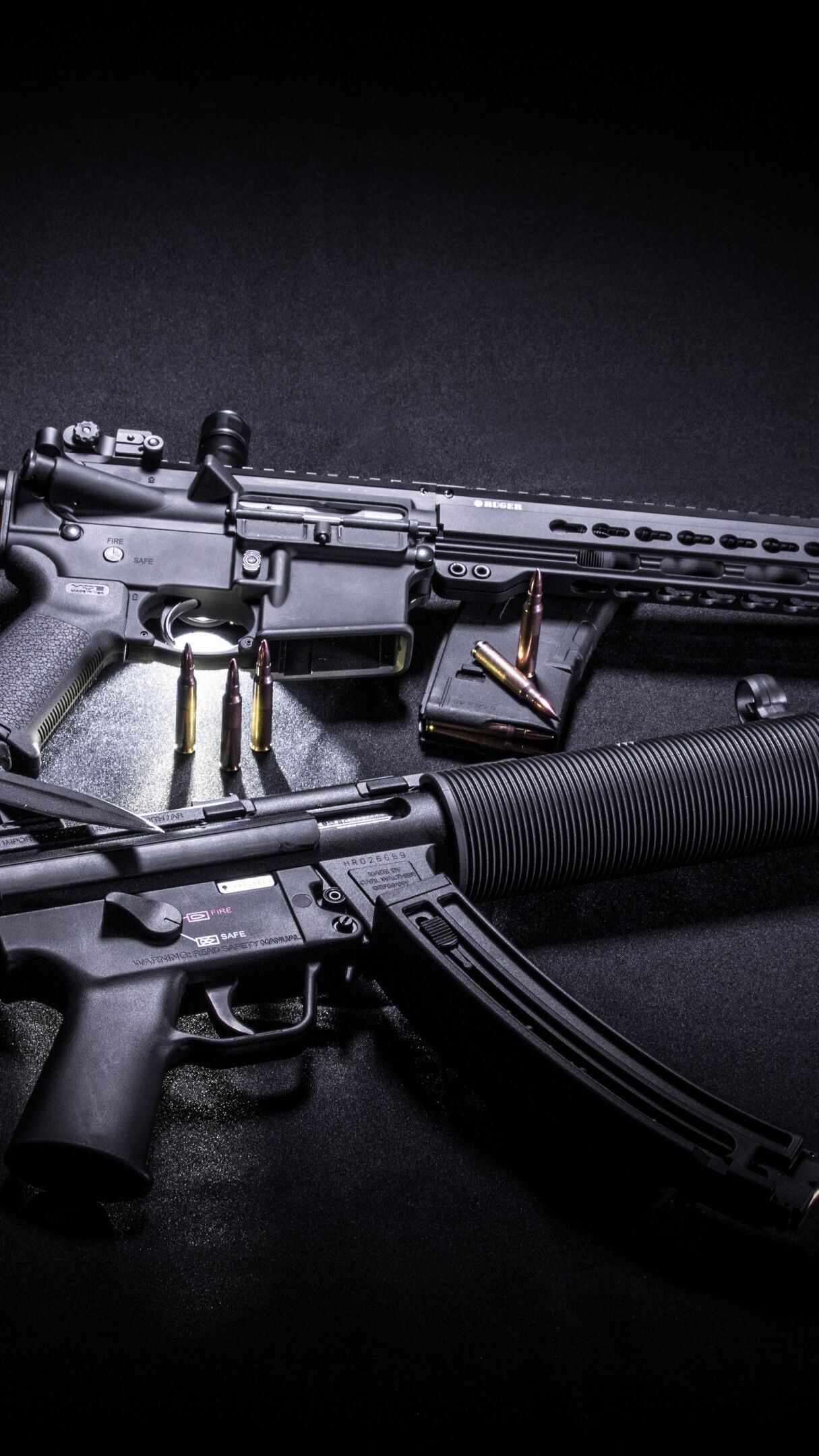Tactical Firearms on Dark Surface Ultra Sharp 4K Military Wallpaper ...