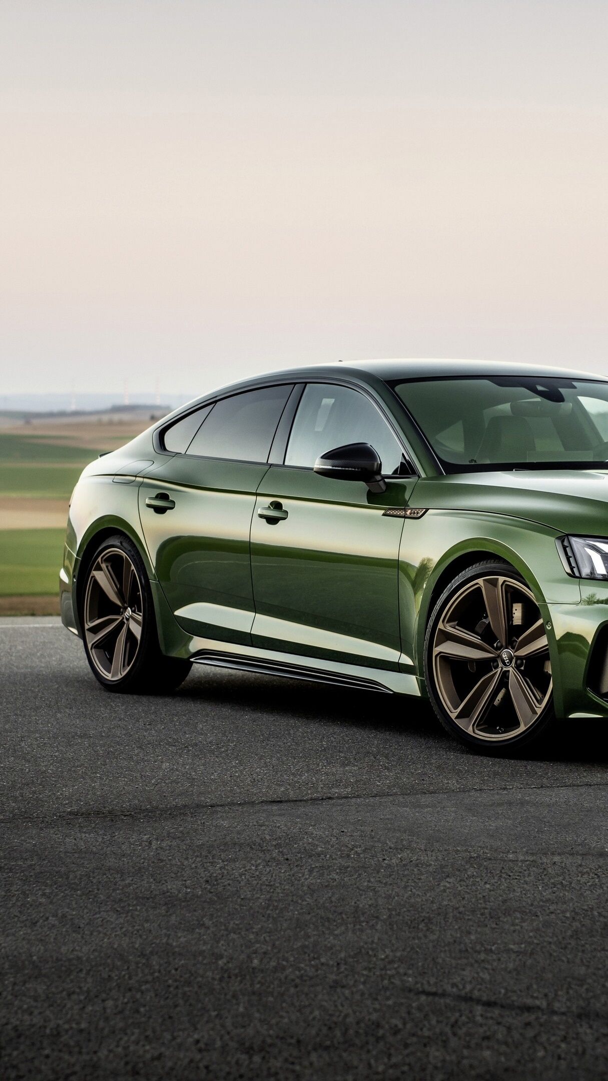 2025 Audi RS5 Sportback in Metallic Green 4K Elegance - backiee