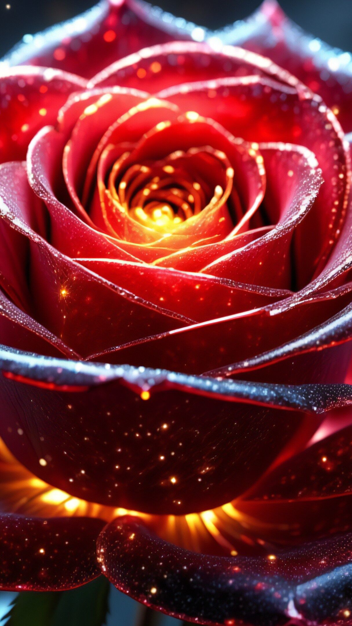 Fiery Rose Glow in Midnight Sparkle - backiee