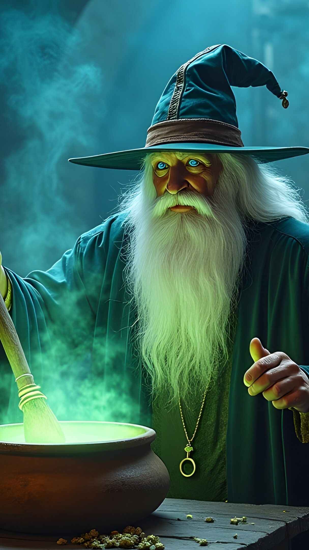 Arcane Cauldron Ritual in a Medieval Wizard Dungeon - backiee